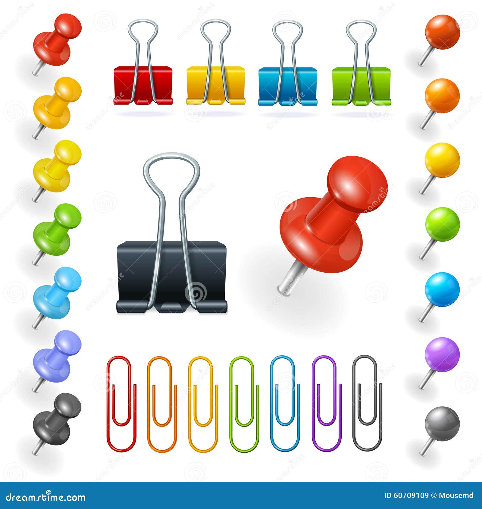 Pins and Paper Clips Collection. Vector Stock Vector - Illustration of ...
