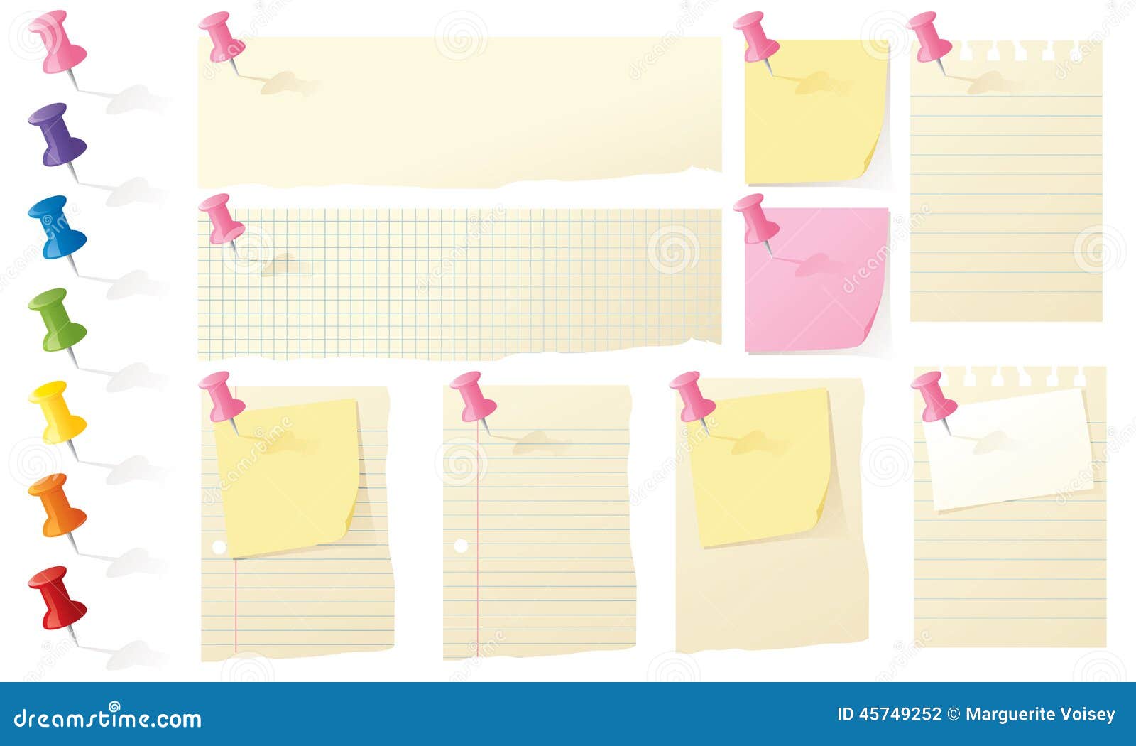 Pins and Paper stock vector. Illustration of push, paper - 45749252