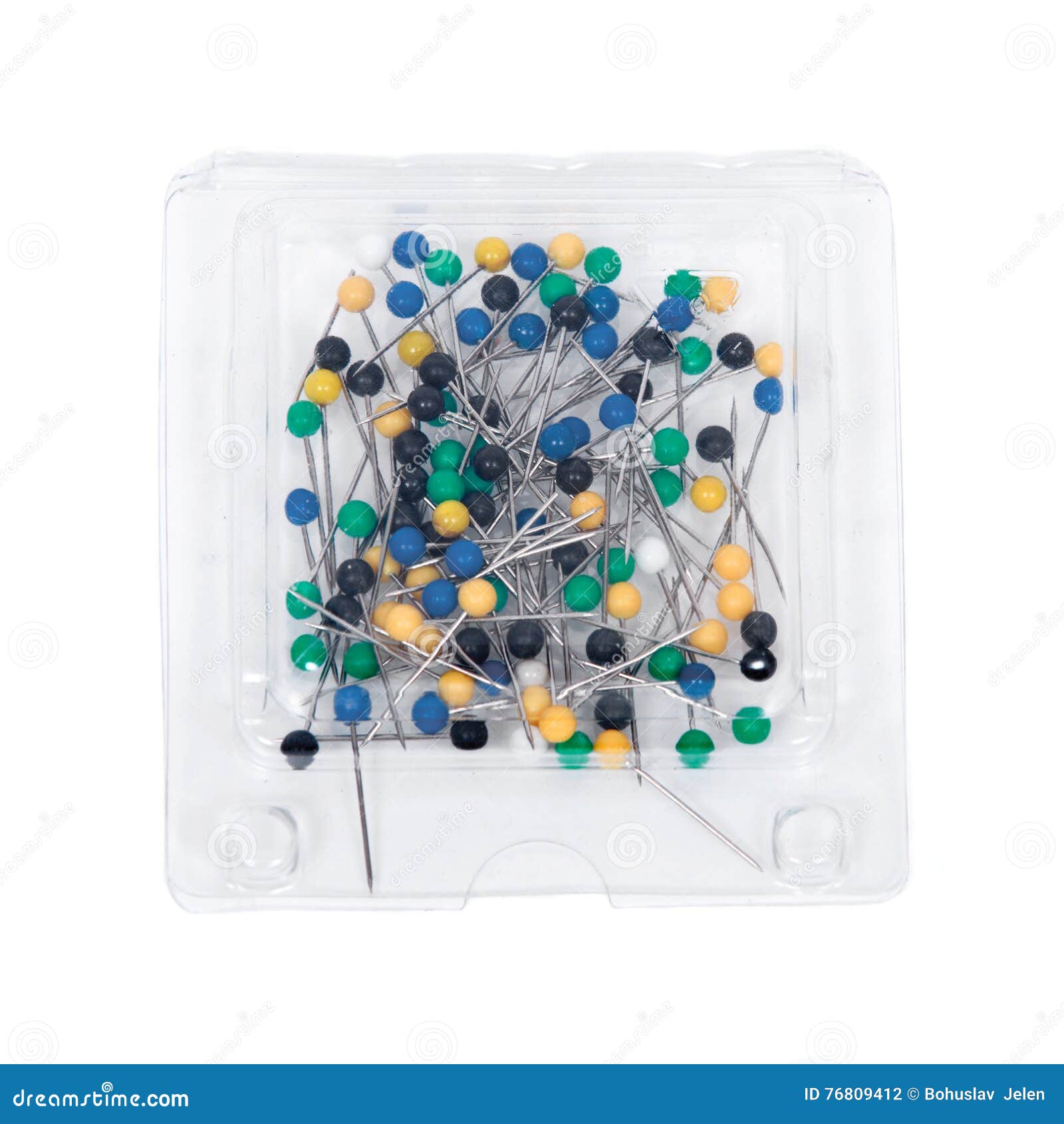 Pins in plastic box stock photo. Image of board, message - 76809412