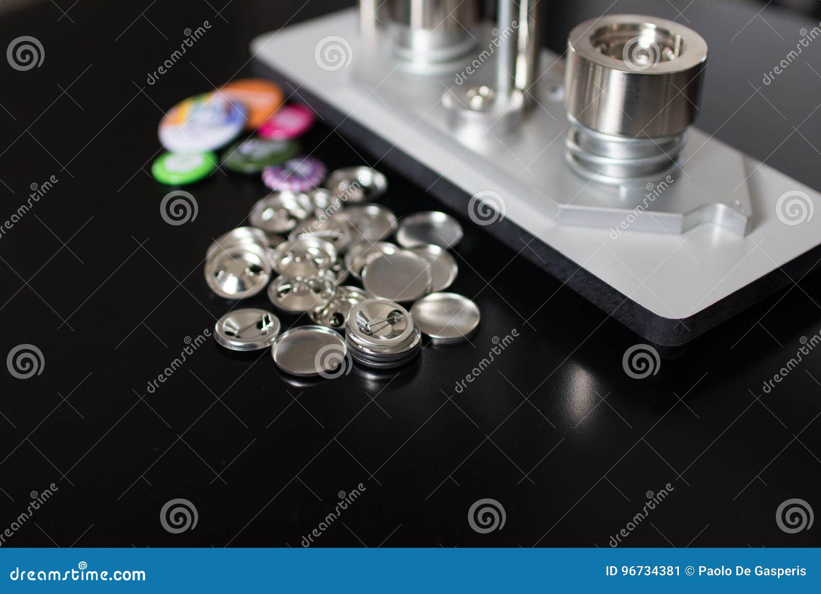 Pins press machine stock image. Image of craft, emblem - 96734381