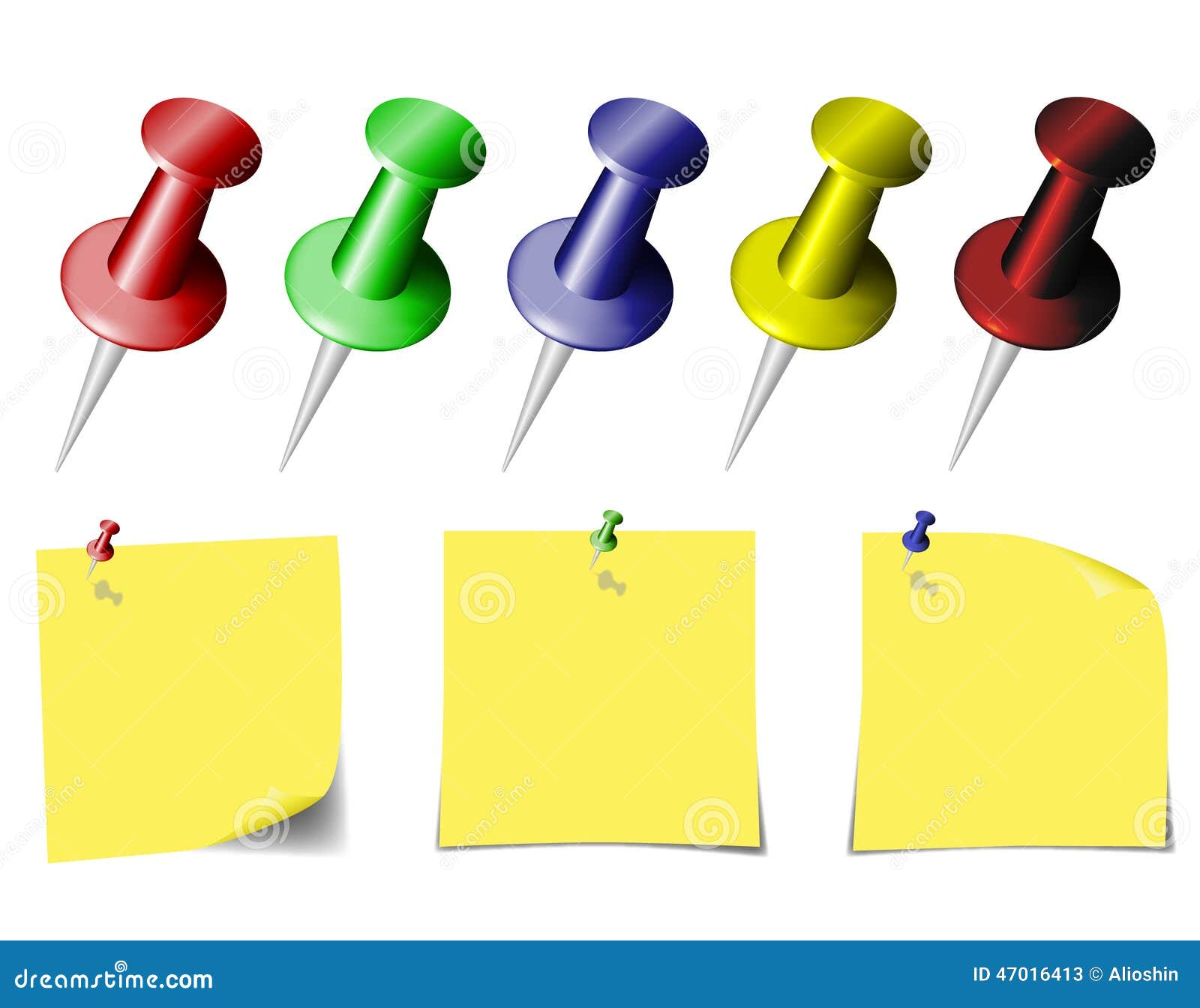 Pins and sheets for notes. stock vector. Illustration of objects - 47016413