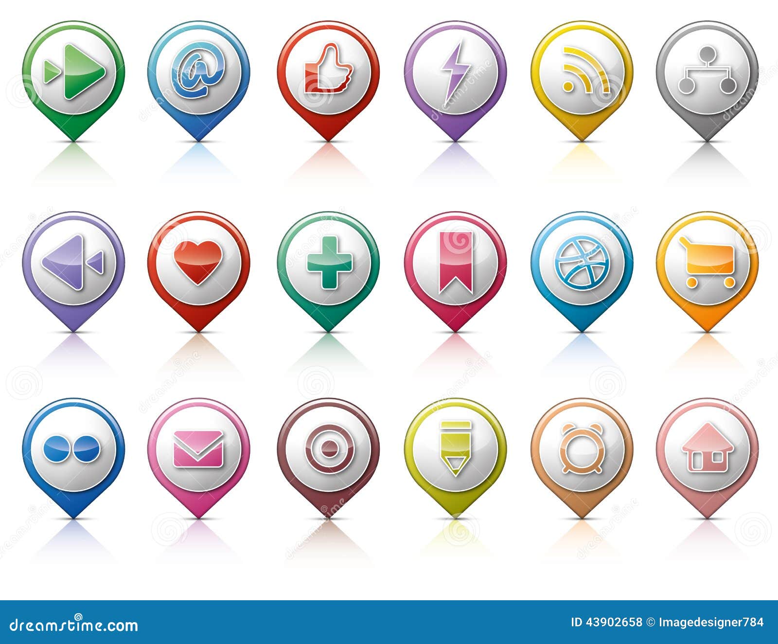 Pins with Social Media Buttons Stock Illustration - Illustration of ...