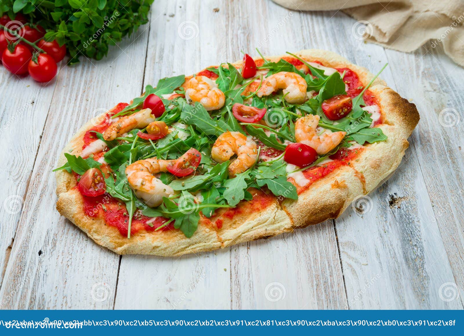 Rome Pizza With White Chicken Meat Or Turkey And Cheese, Concrete ...