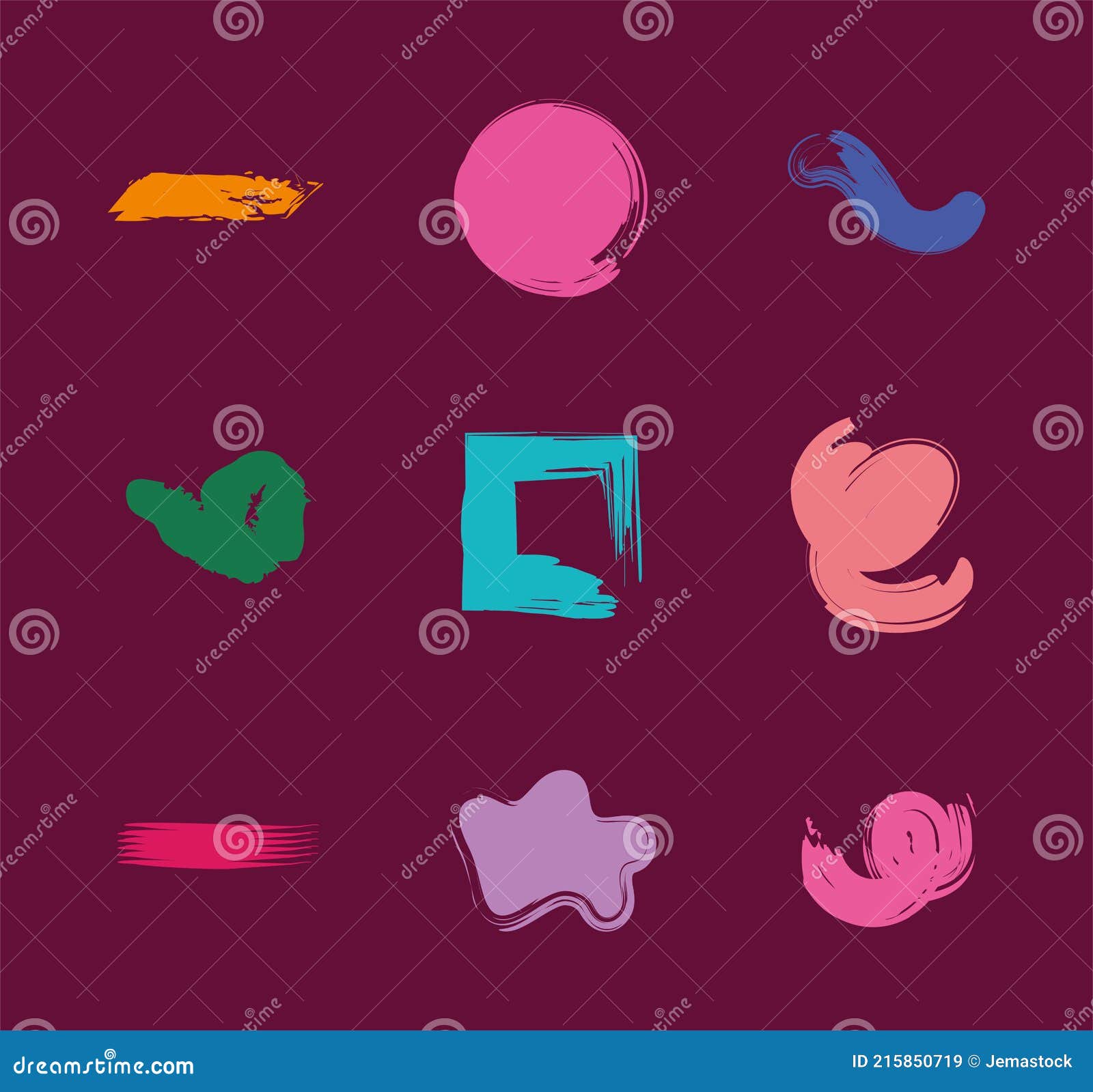 Pinsel Farben neun vektor abbildung. Illustration von farben - 215850719