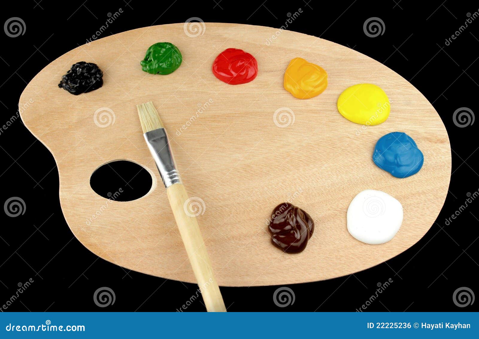 Pinsel, Farben und Palette stockfoto. Bild von auszug - 22225236