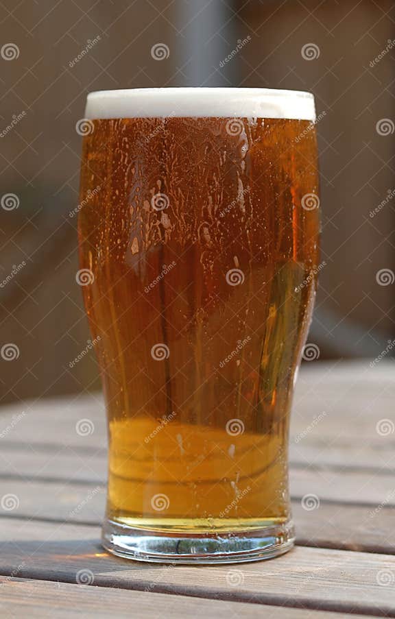 Pint of Ale on Beer Garden Table Stock Image - Image of alcoholic, pint ...