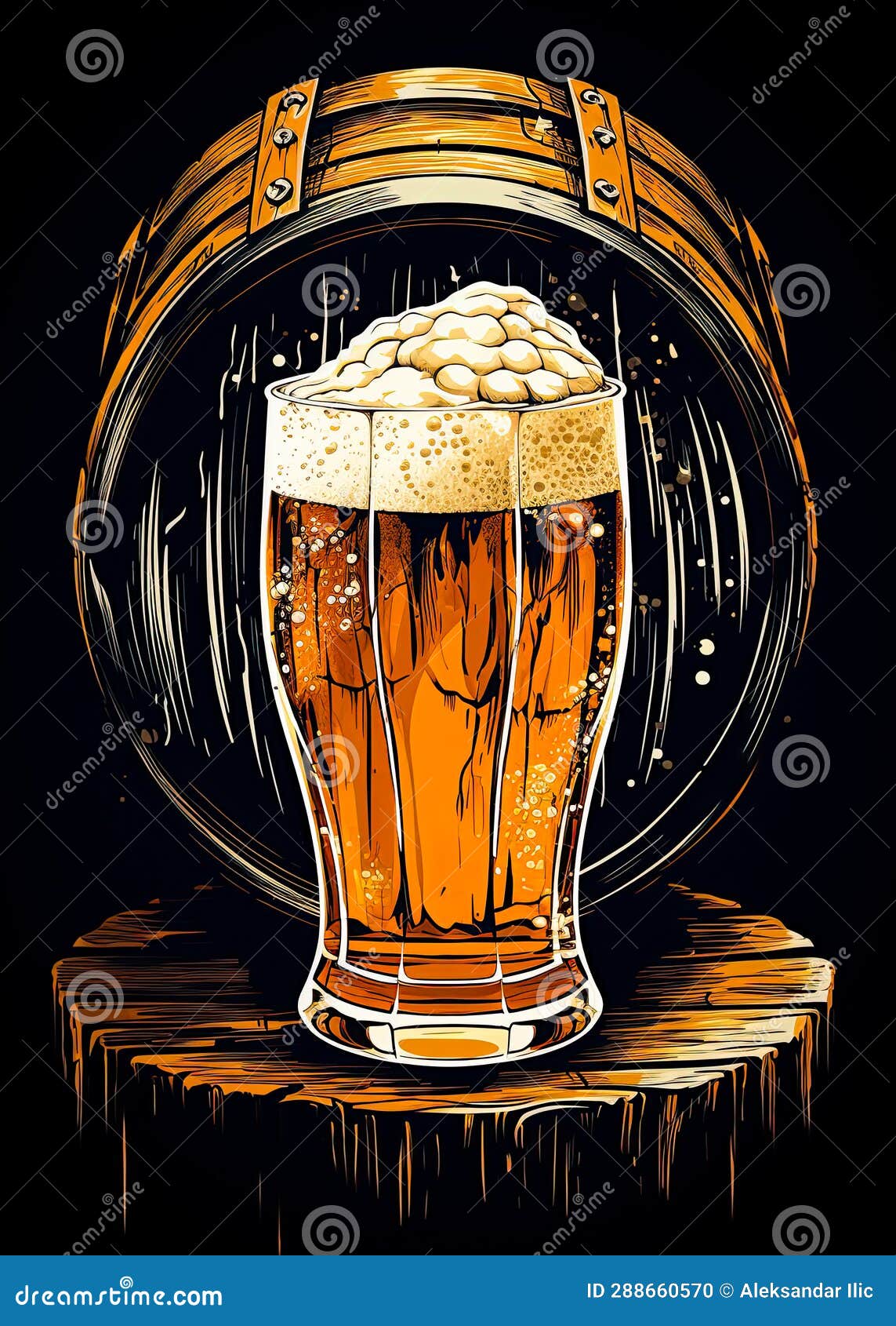 Pint of Beer in Beer Cellar. Poster Design. Generative Ai Illustration ...