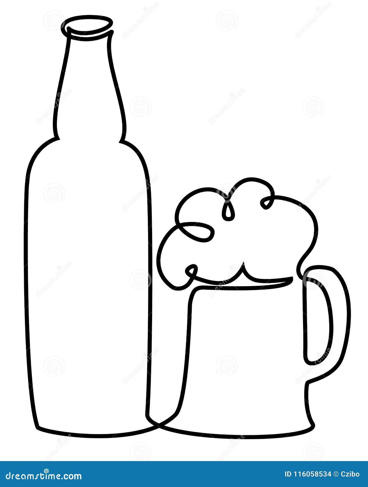 Pint of Beer One Line Drawing Stock Vector - Illustration of ...