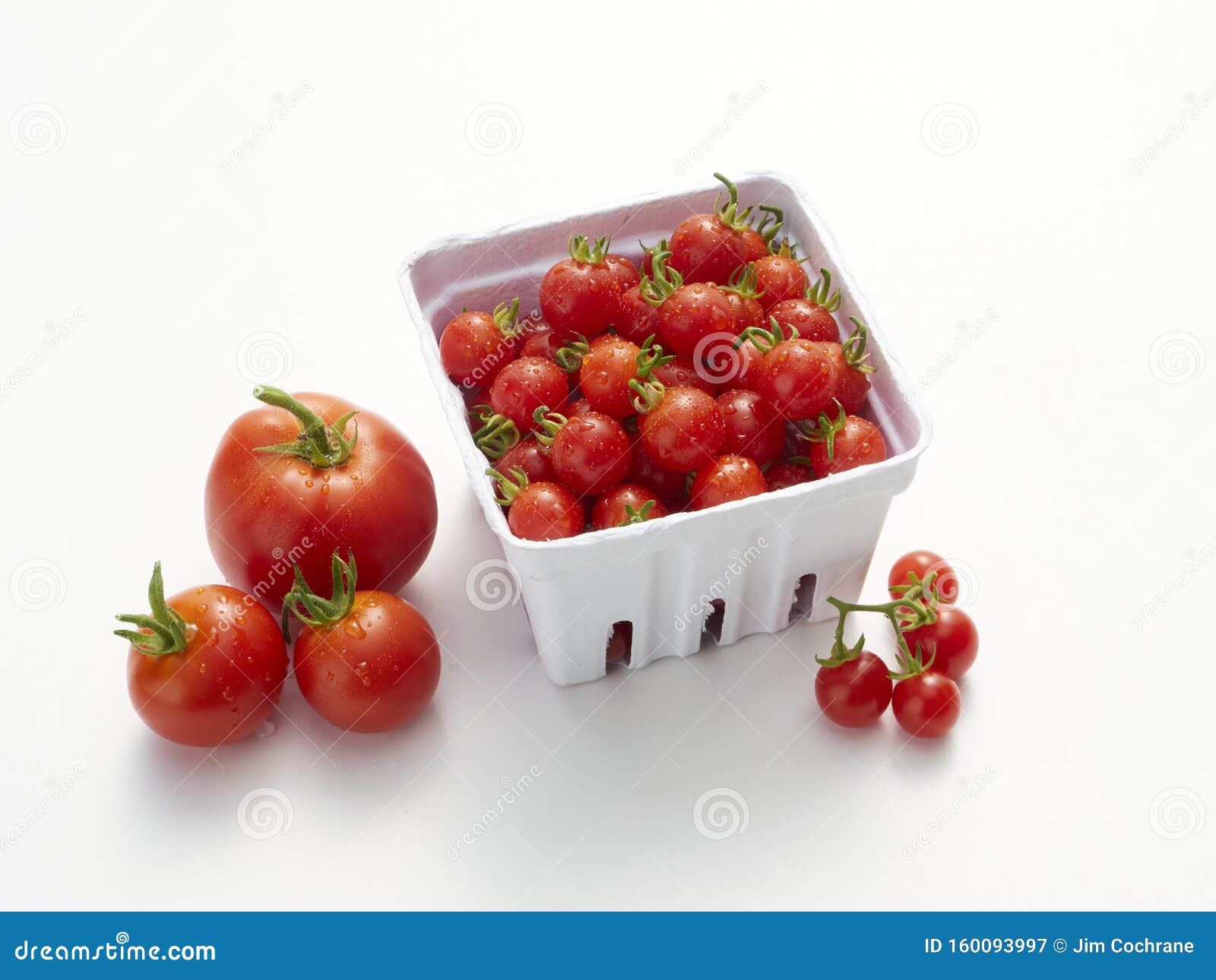 A Pint of Cherry Tomatoes on White Stock Image - Image of healthy ...