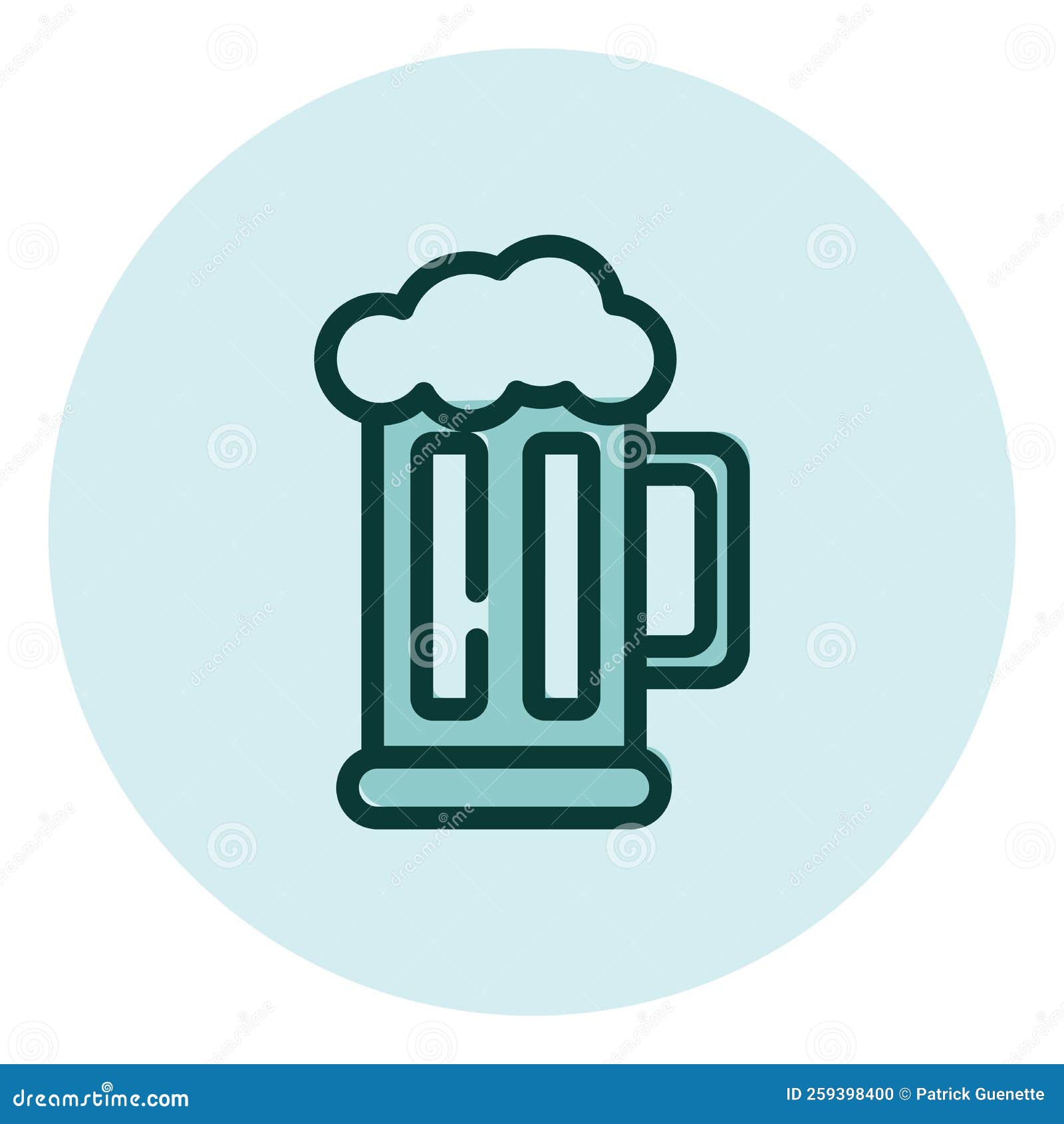 Pint of cold beer, icon stock vector. Illustration of lager - 259398400