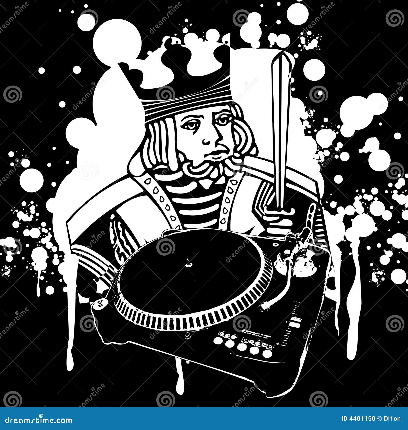 Pintada del rey DJ ilustración del vector. Ilustración de silueta - 4401150