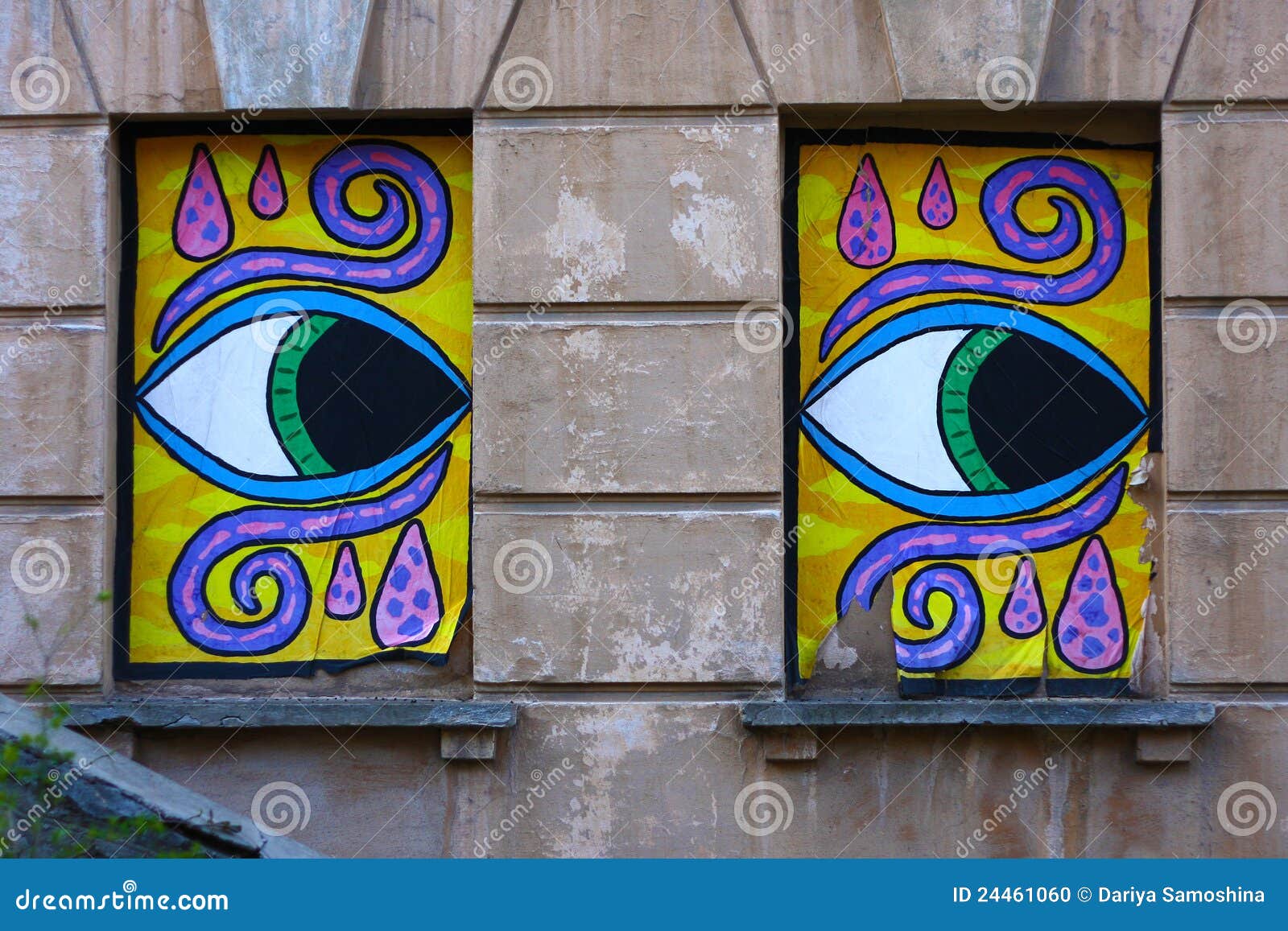 Pintada en la pared - ojos imagen editorial. Imagen de fondos - 24461060