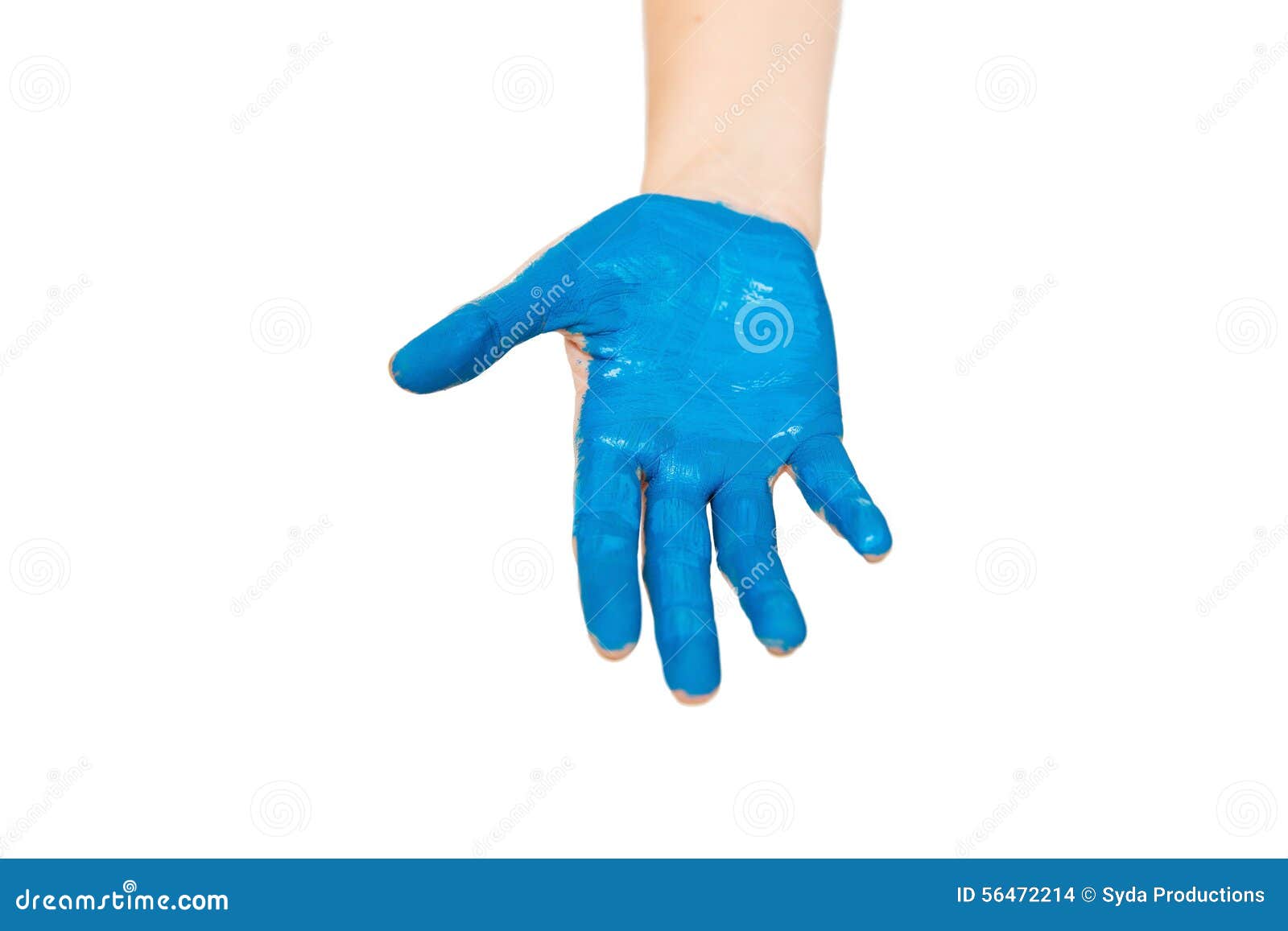 Pintado a Mano Humano Con Color Azul Foto de archivo - Imagen de palmas ...