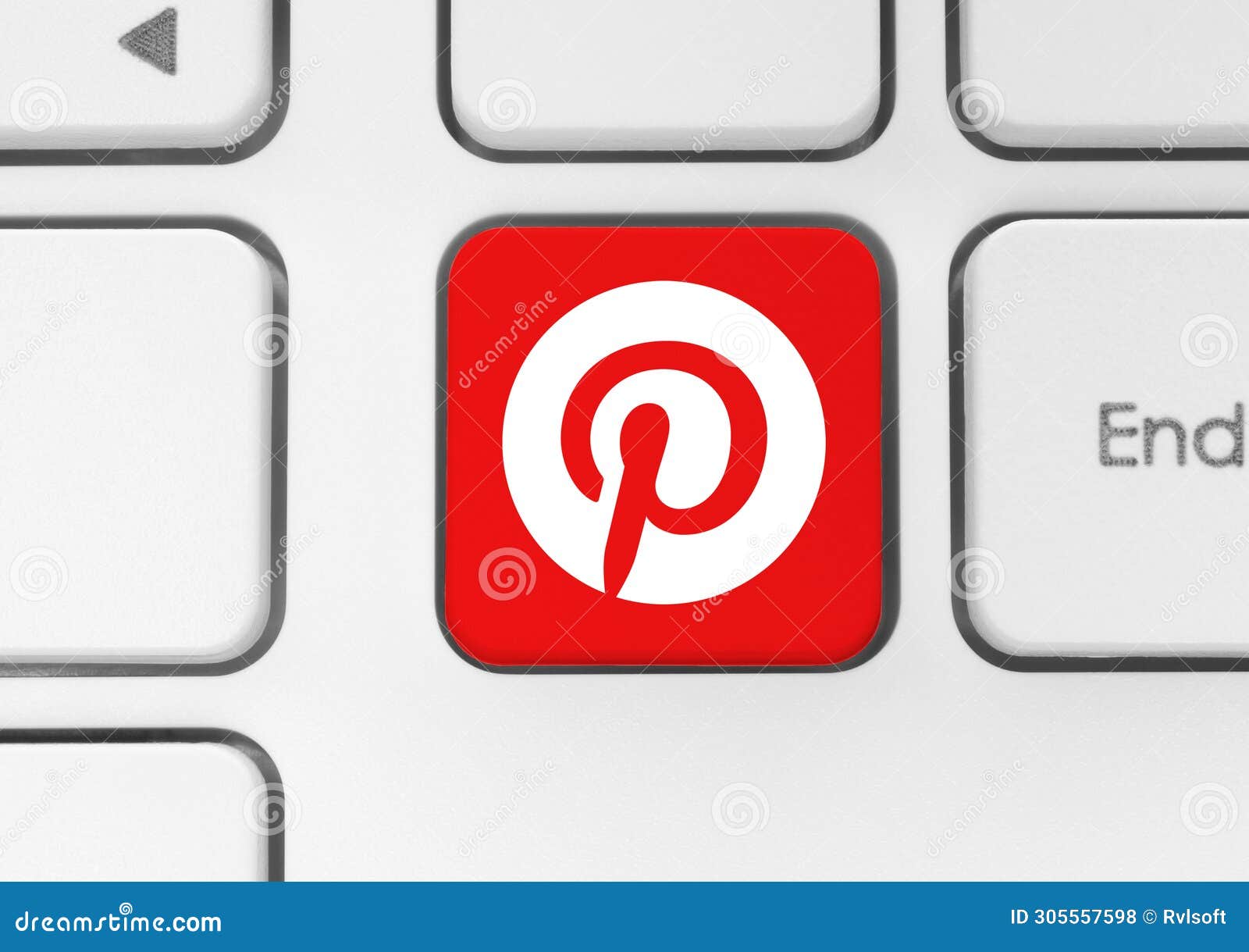 Pinterest Icon Key on White Computer Keyboard Close-up. Concept of ...