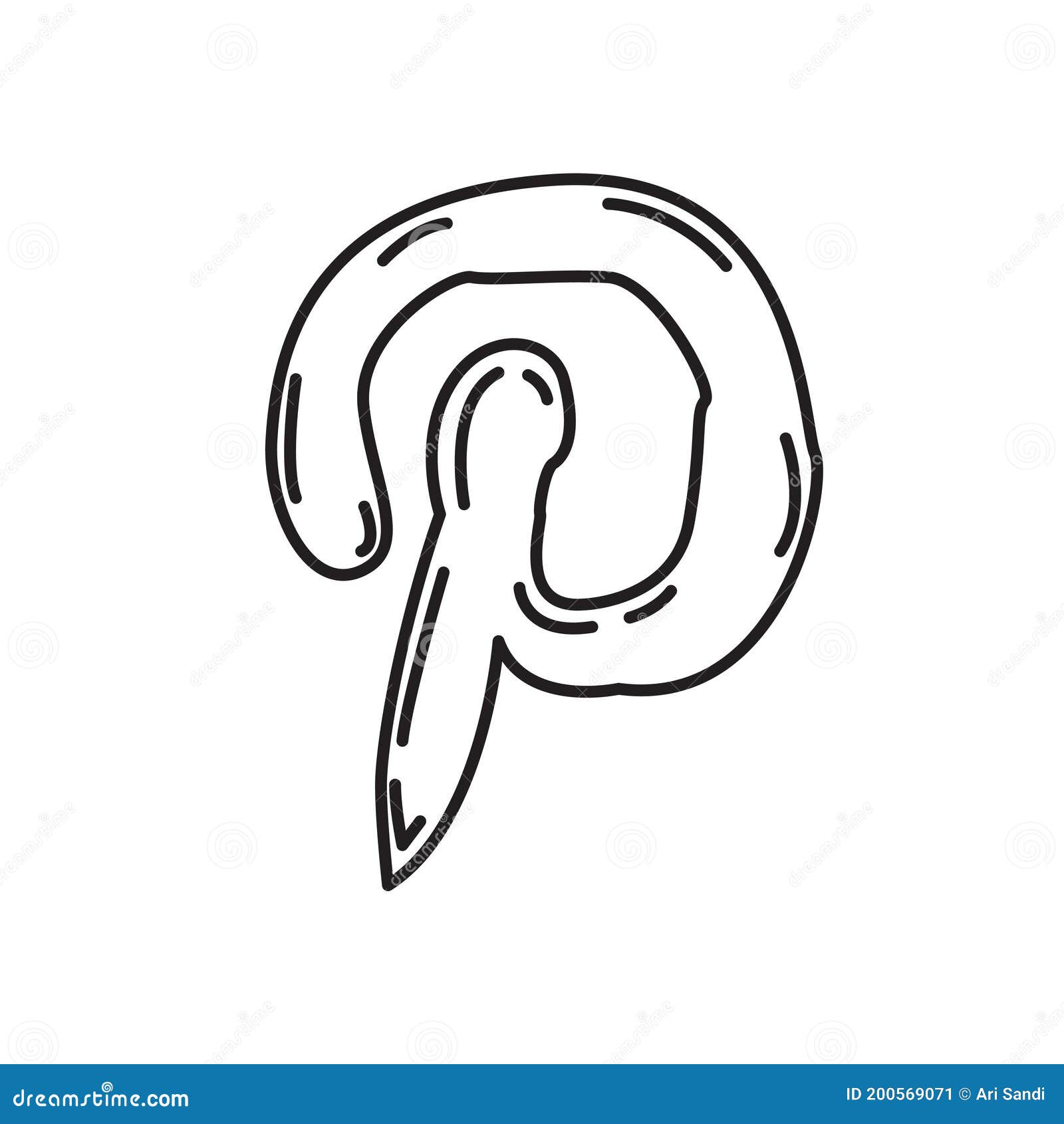 Pinterest Icon Vector. Doodle Hand Drawn or Black Outline Icon Style ...