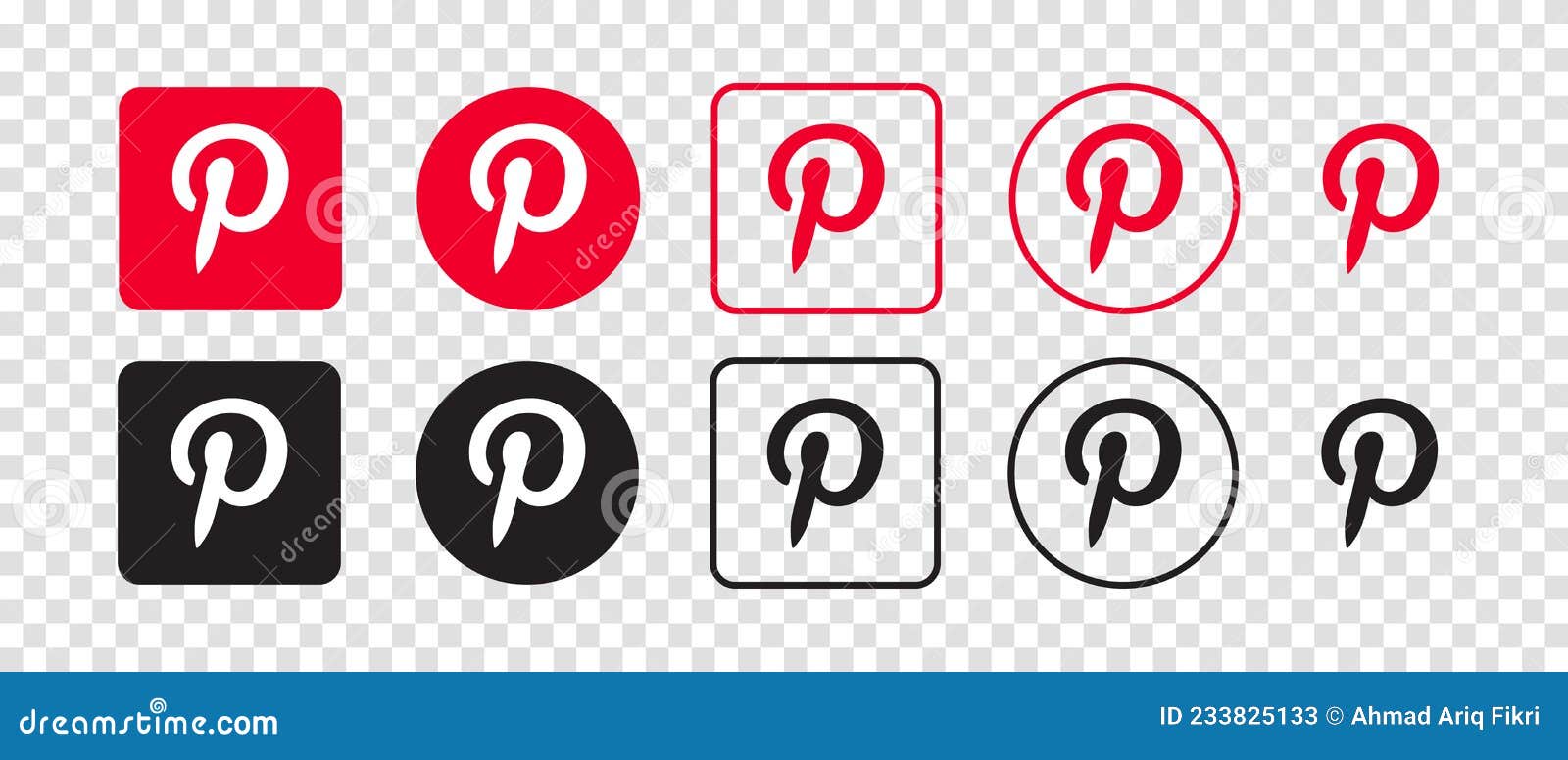Pinterest Vector Logo Icon Set. Vector Illustration Editorial Stock ...