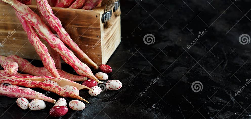 Pinto Beans with Pods in a Box Stock Image - Image of ingredient, beans ...