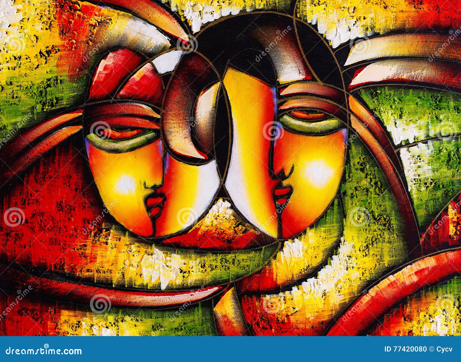 Pintura Al óleo - Cara Abstracta Stock de ilustración - Ilustración de ...