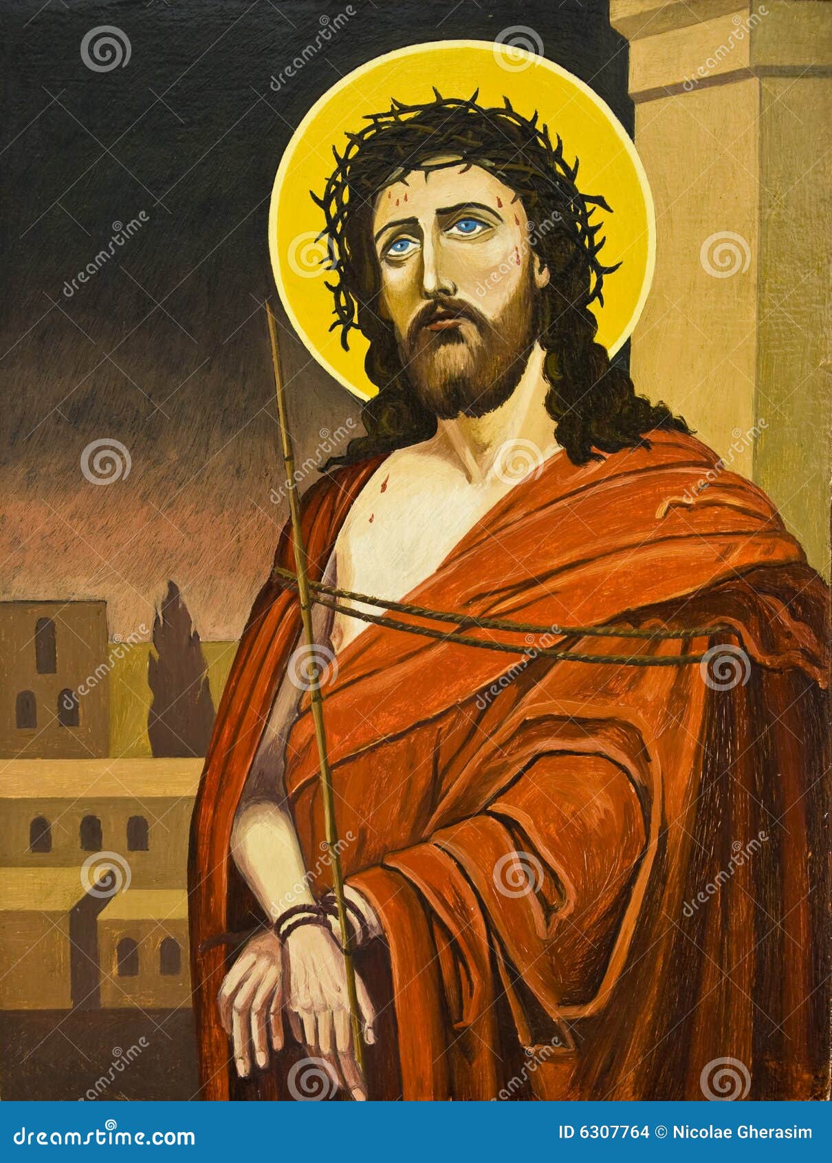 Pintura al óleo de Cristo foto de archivo. Ilustración de standing ...