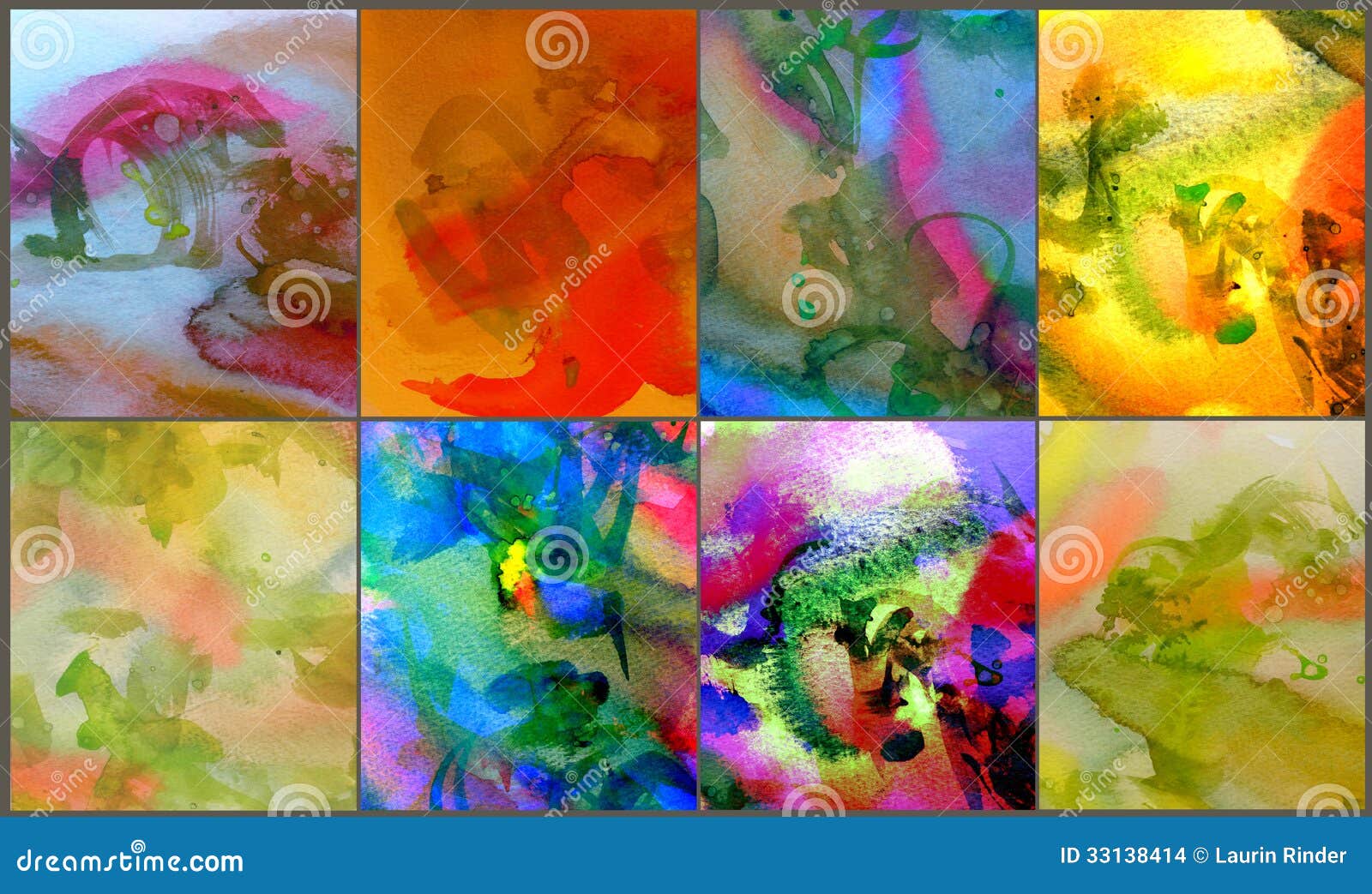 6 Pinturas Abstractas De La Acuarela Foto de archivo - Imagen de verde ...