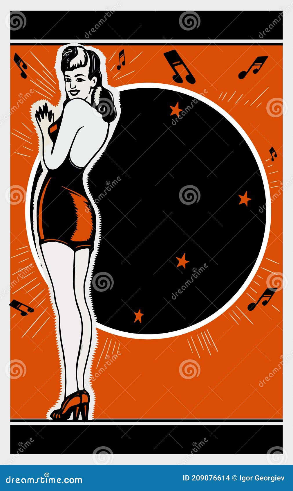 Pinup Girl Poster Template. Stock Vector - Illustration of text, girl ...