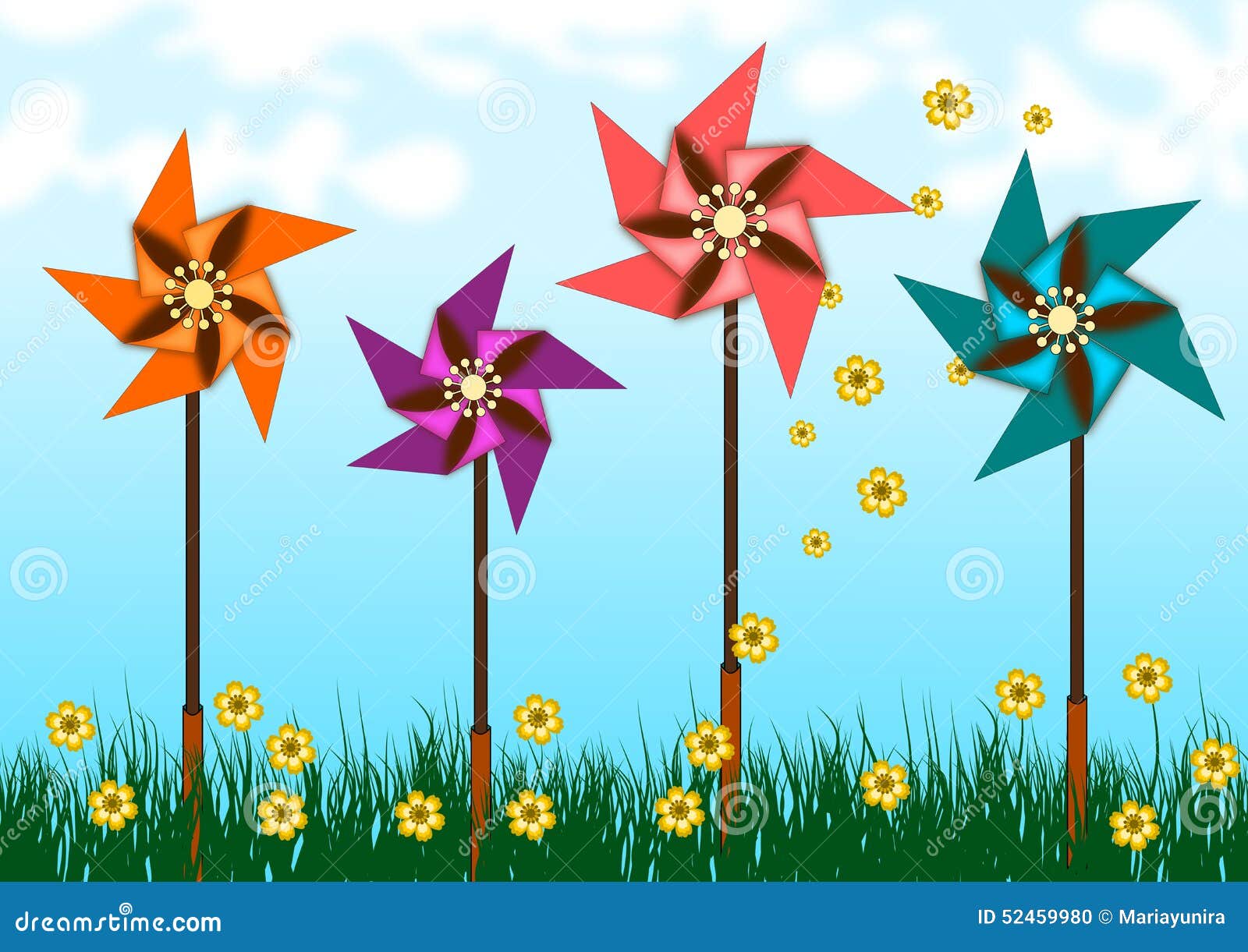 Pinwheel stock illustration. Illustration of play, wind - 52459980
