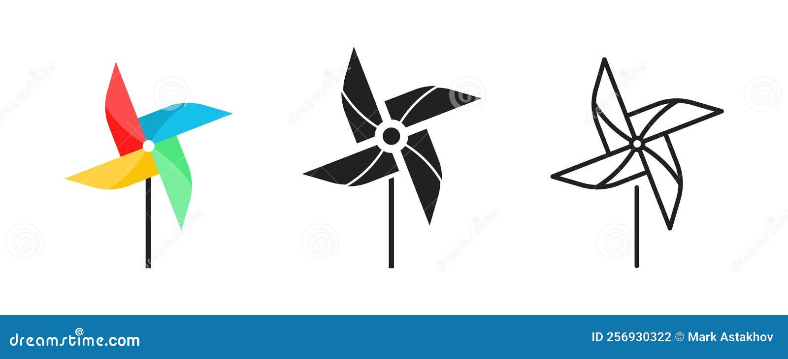 Pinwheel Icon Set. Vector Illustration Stock Illustration ...