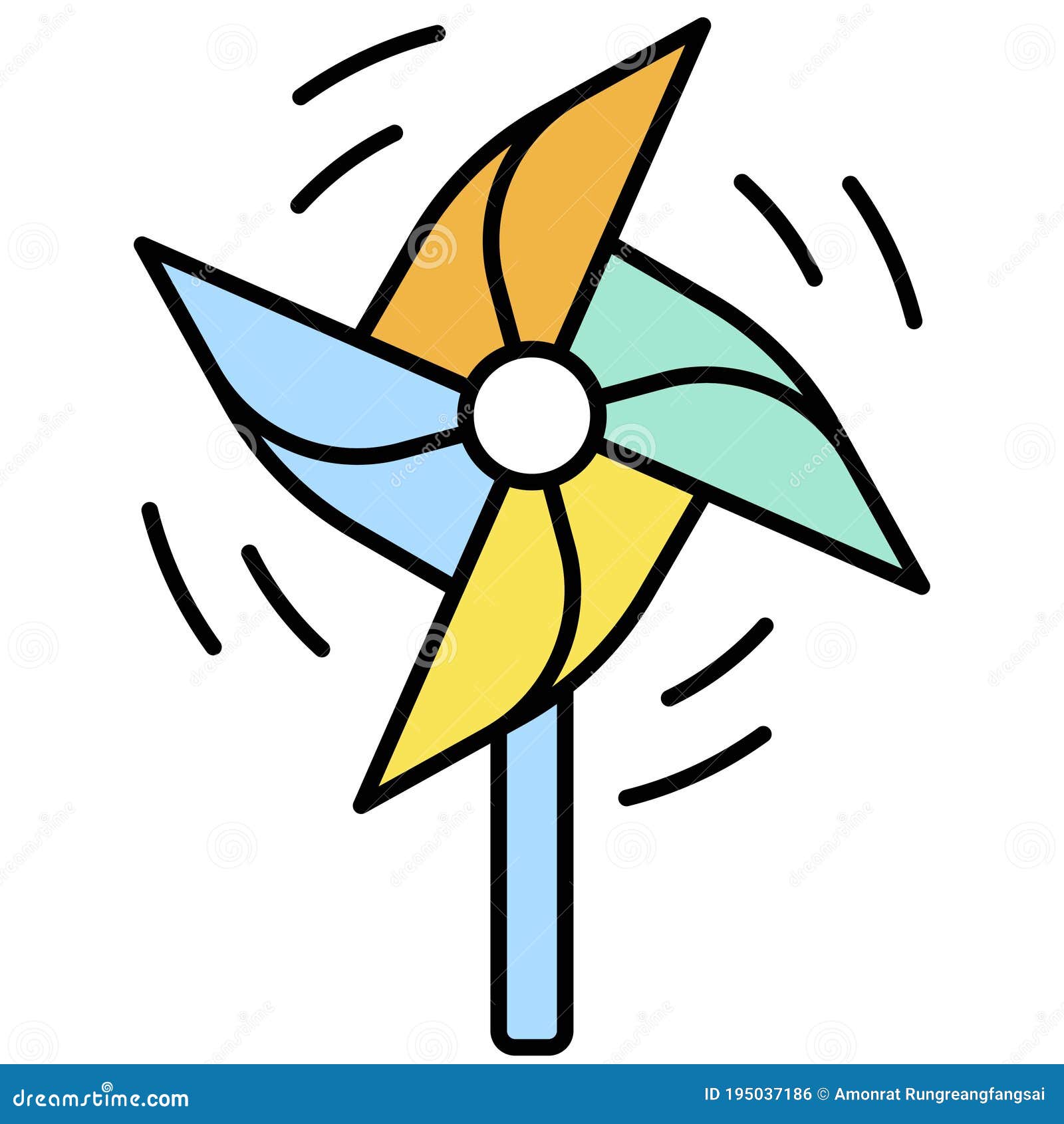 Pinwheel Icon Or Logo Using White Lines With Shadow Vector Illustration ...