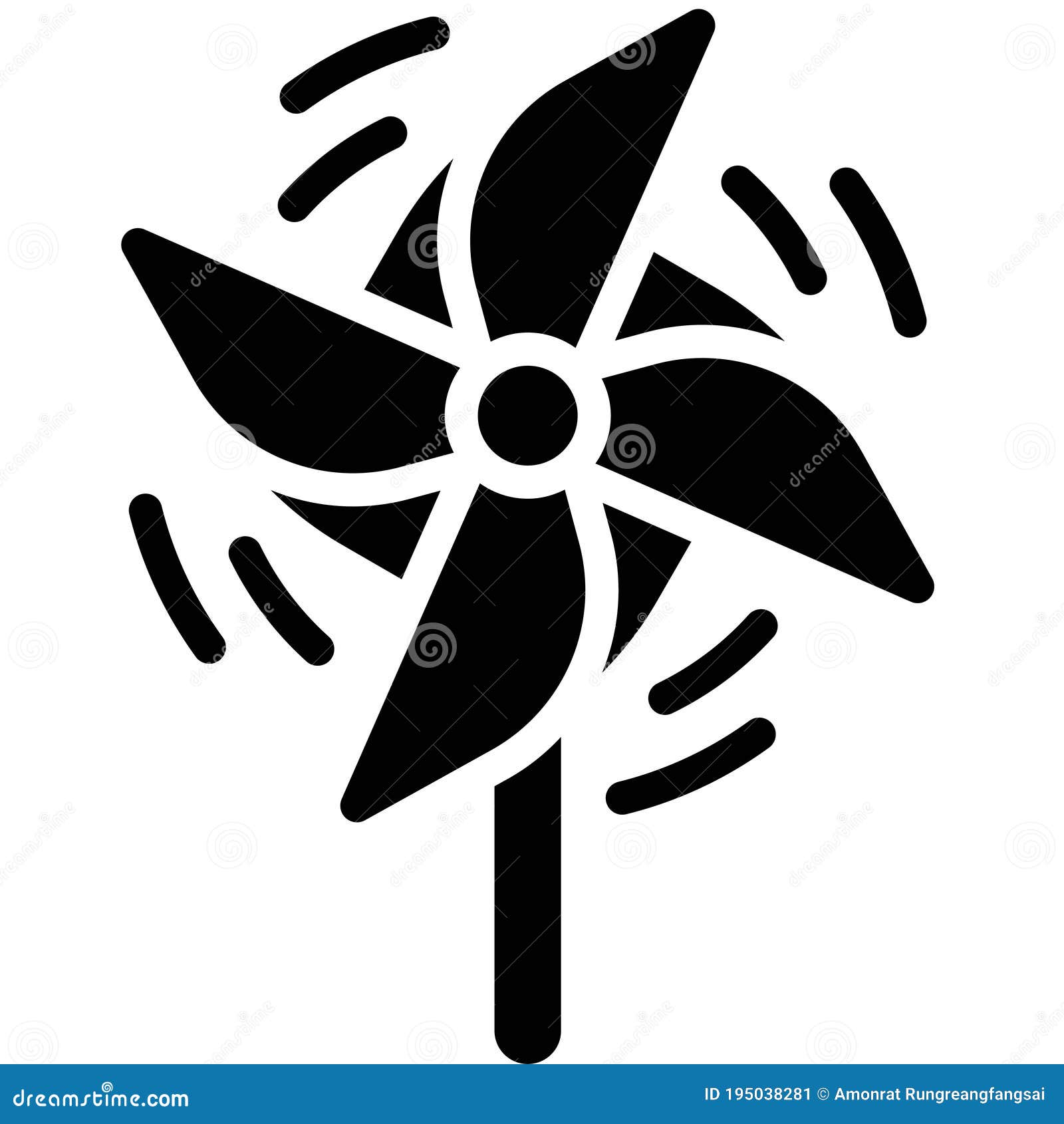 Pinwheel Icon Or Logo Using White Lines With Shadow Vector Illustration ...