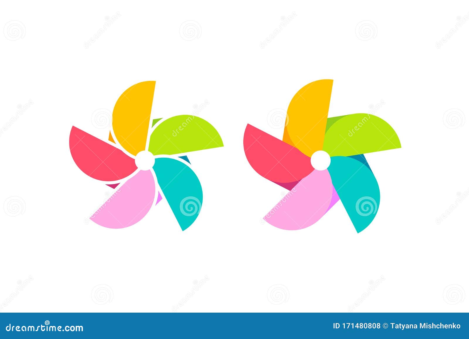 The Pinwheel Logo Flat Design Vector Illustrations. Isolated on a White ...