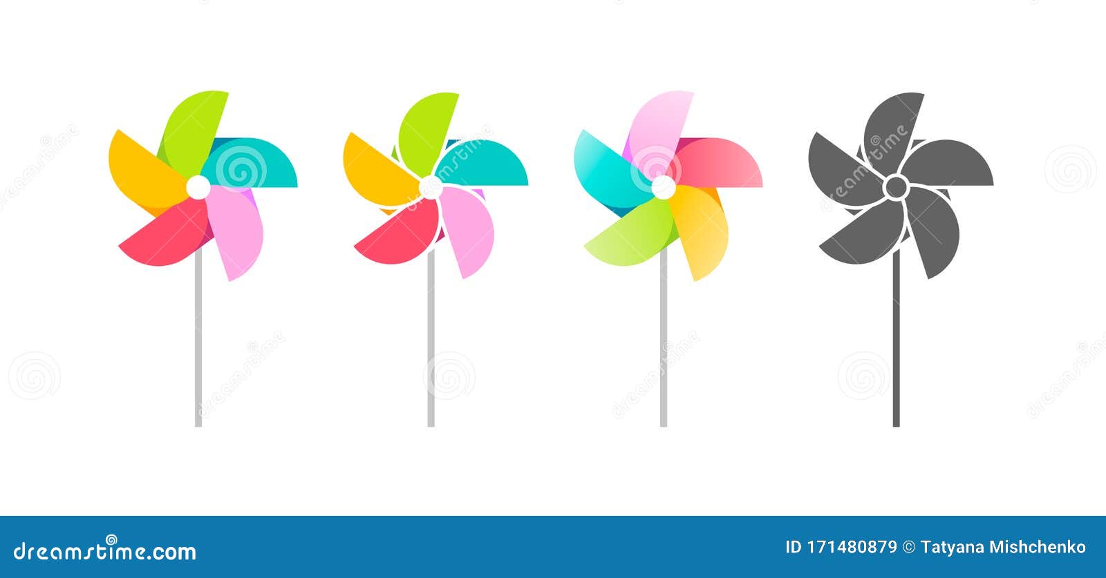 The Pinwheel Logo Flat Design Vector Illustrations. Isolated on a White ...