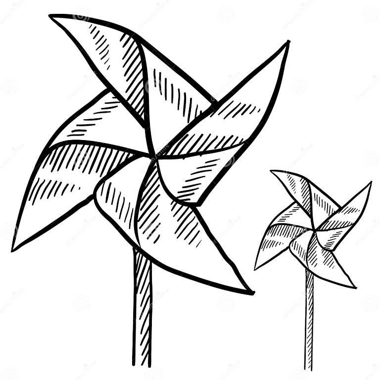 Pinwheel sketch stock vector. Illustration of breeze - 22595839