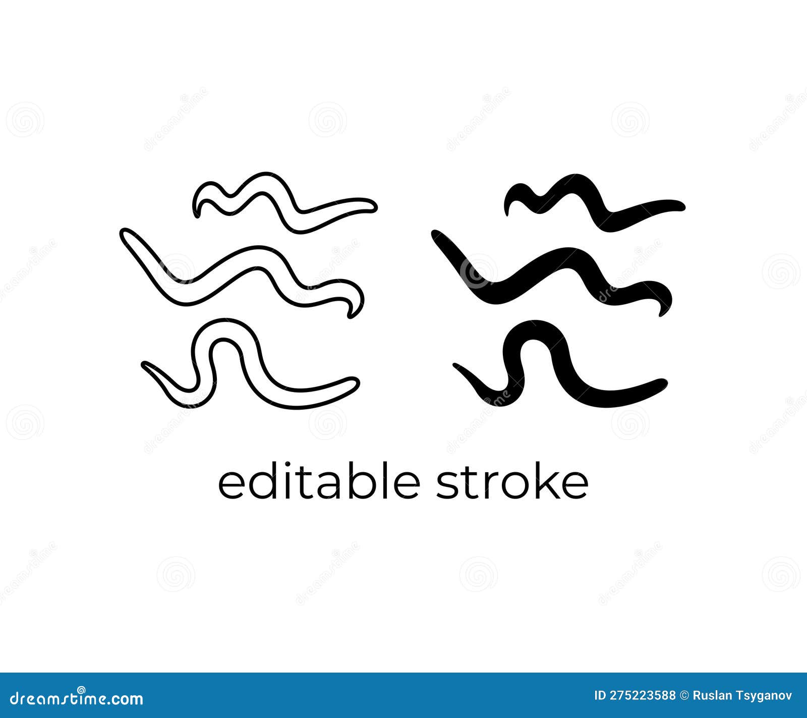 Pinworms, Nematode and Roundworm, Editable Stroke, Silhouette and ...