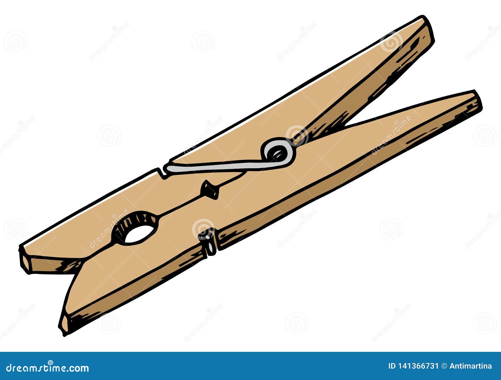 Pinza De Madera Exhausta De La Mano Ilustración del Vector ...