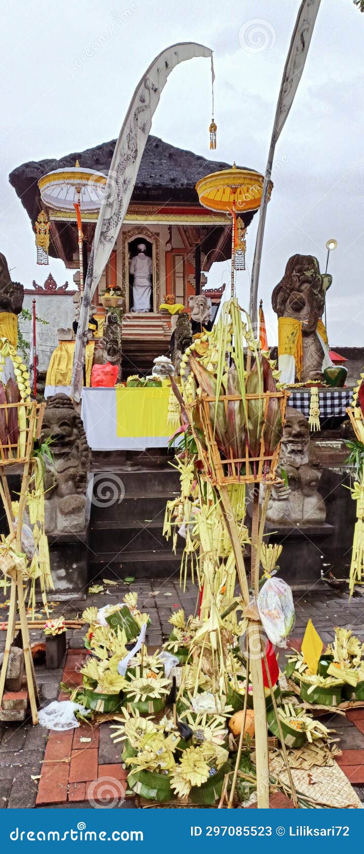 The Piodalan Ceremony Procession at Pura Dalem by Hindus Involves a ...