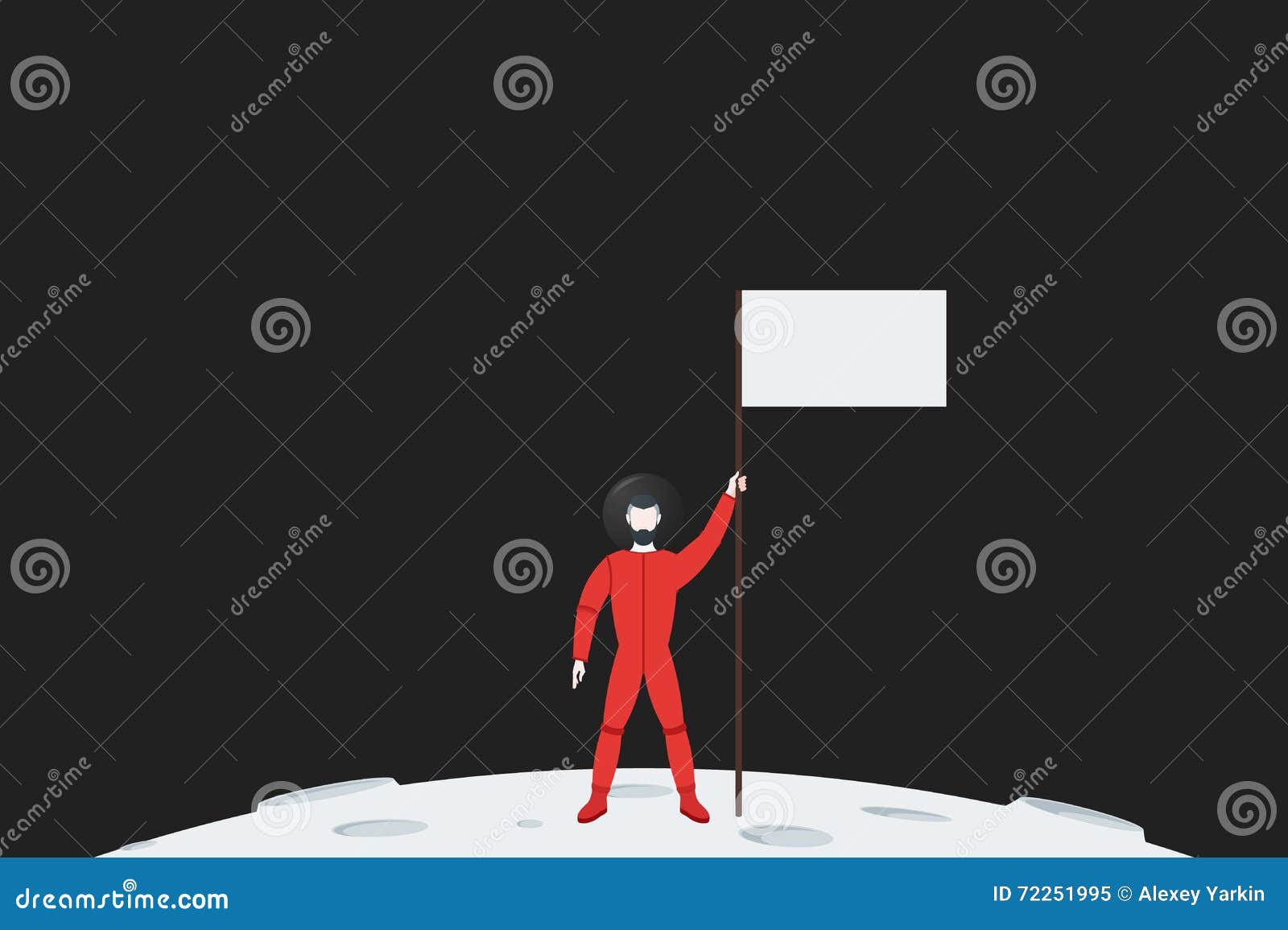 The Pioneer Astronaut in Spacesuit Standing on a Planet with a Flag in ... The Pioneer Astronaut in Spacesuit Standing on a Planet with a Flag in ...