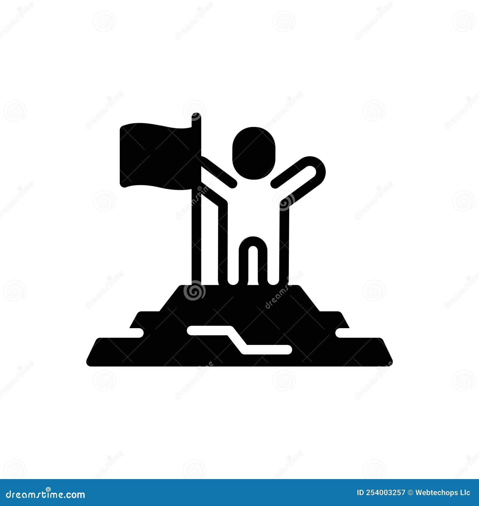 Black Solid Icon for Pioneer, Achiever and Challenge Stock Illustration ...