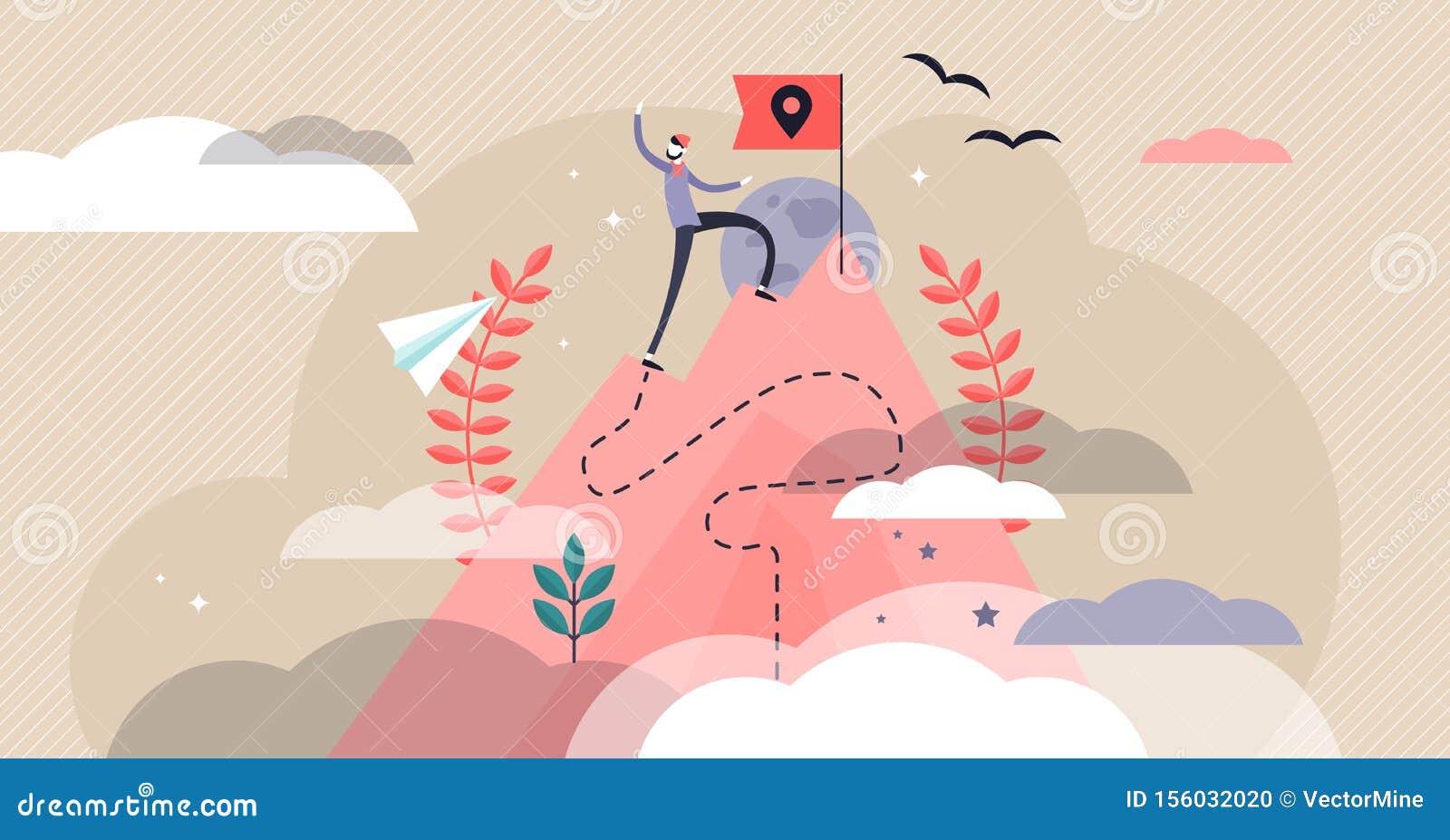 Pioneer Vector Illustration. Flat Tiny First Exploration Persons ...