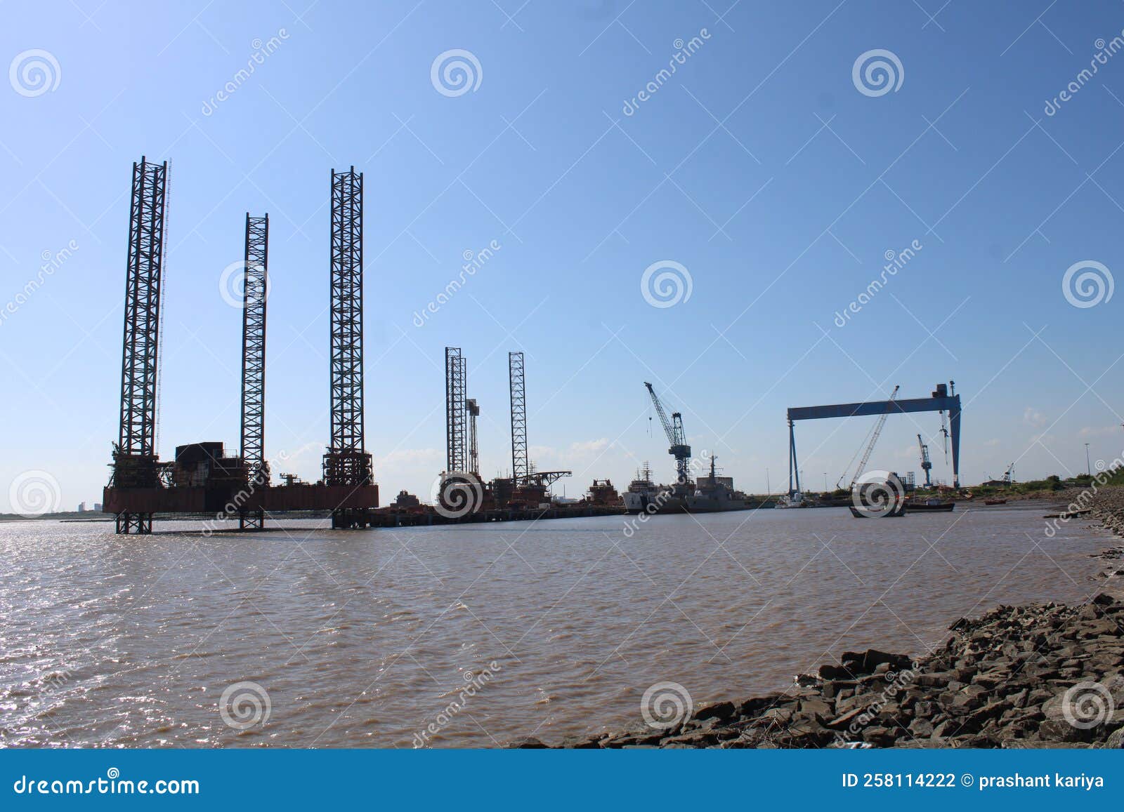 Pipavav port in india stock photo. Image of vehicle - 258114222