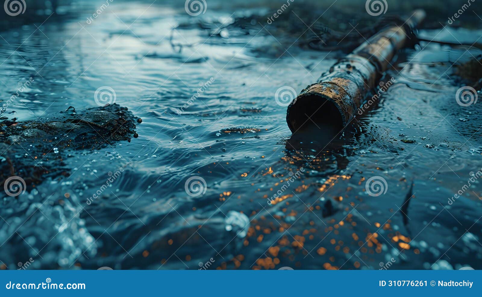 A Pipe is Being Poured into a Body of Water Stock Image - Image of ...