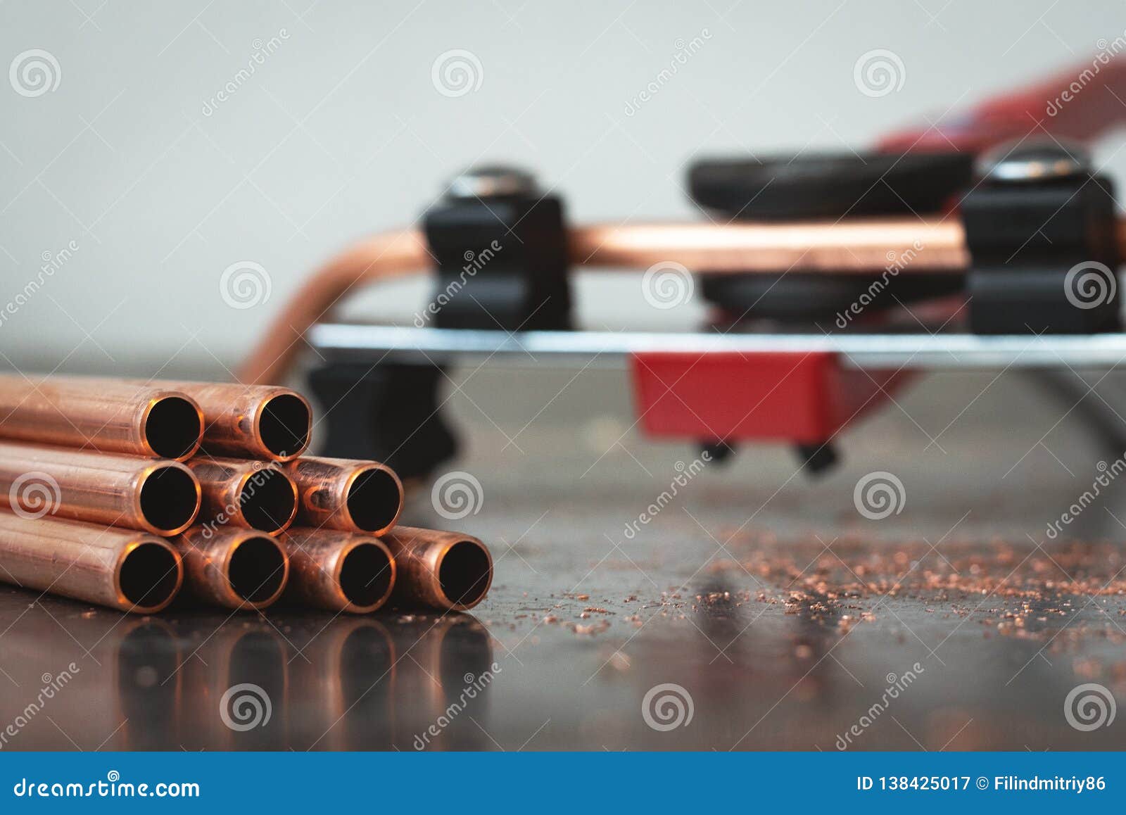 Stack of brass pipes. stock image. Image of hose, backdrop - 138425017