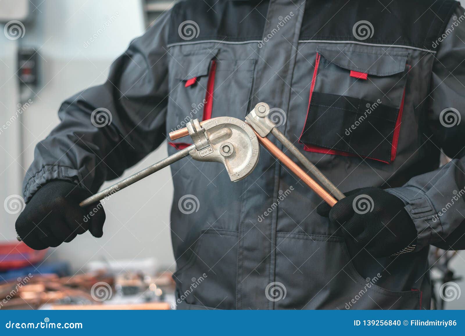 Pipework. stock photo. Image of person, hand, fitter - 139256840