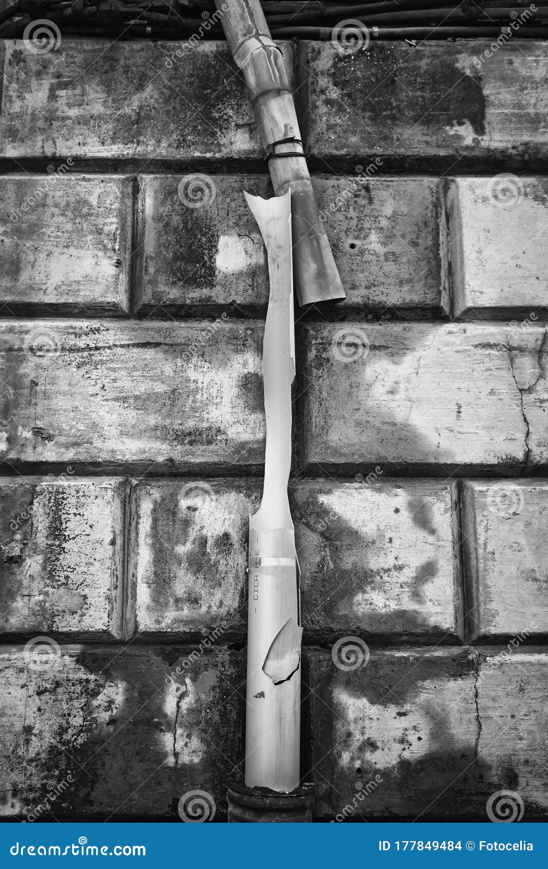 Pipe broken and wet stock photo. Image of abstract, brick - 177849484
