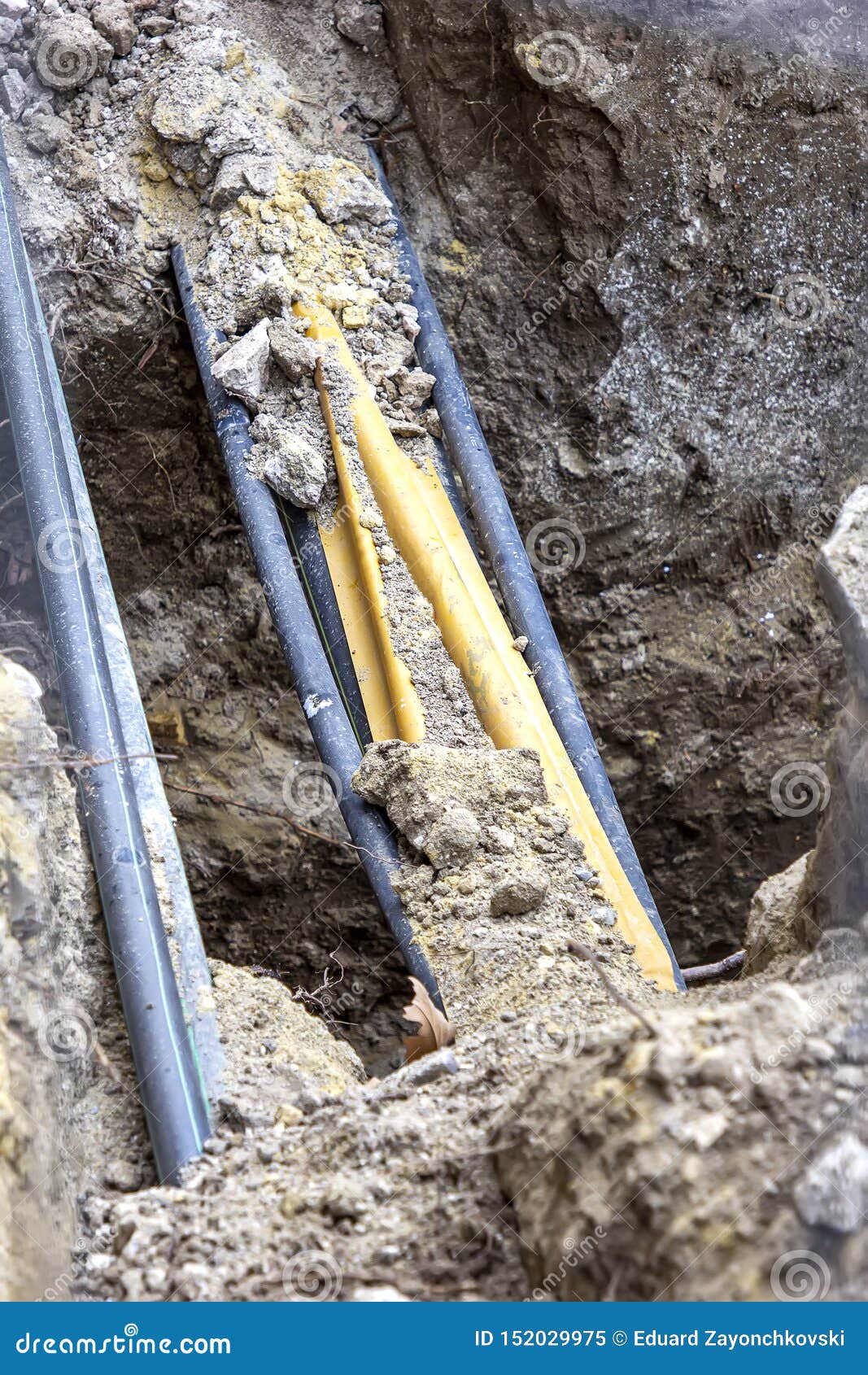 Pipe And Cables In The Soil After Digging. Stock Image | CartoonDealer ...