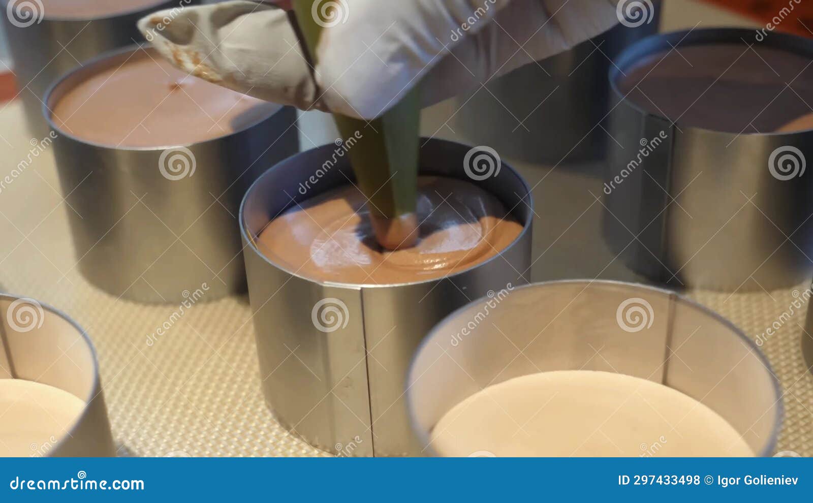 Pour Mousse into Cake Molds Stock Footage - Video of steps, dish: 297433498