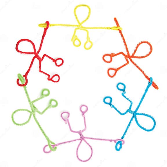 Pipe Cleaner Figures Holding Hands in Circle Stock Image - Image of ...
