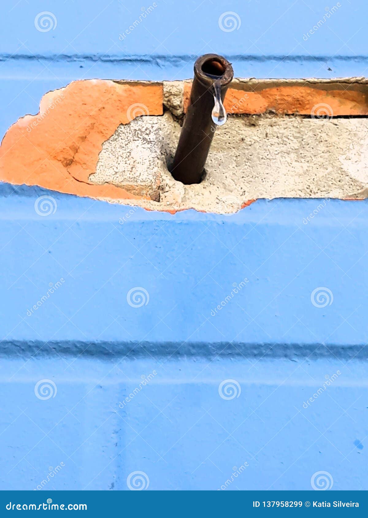 Water drop stock image. Image of water, drop, wall, pipe - 137958299