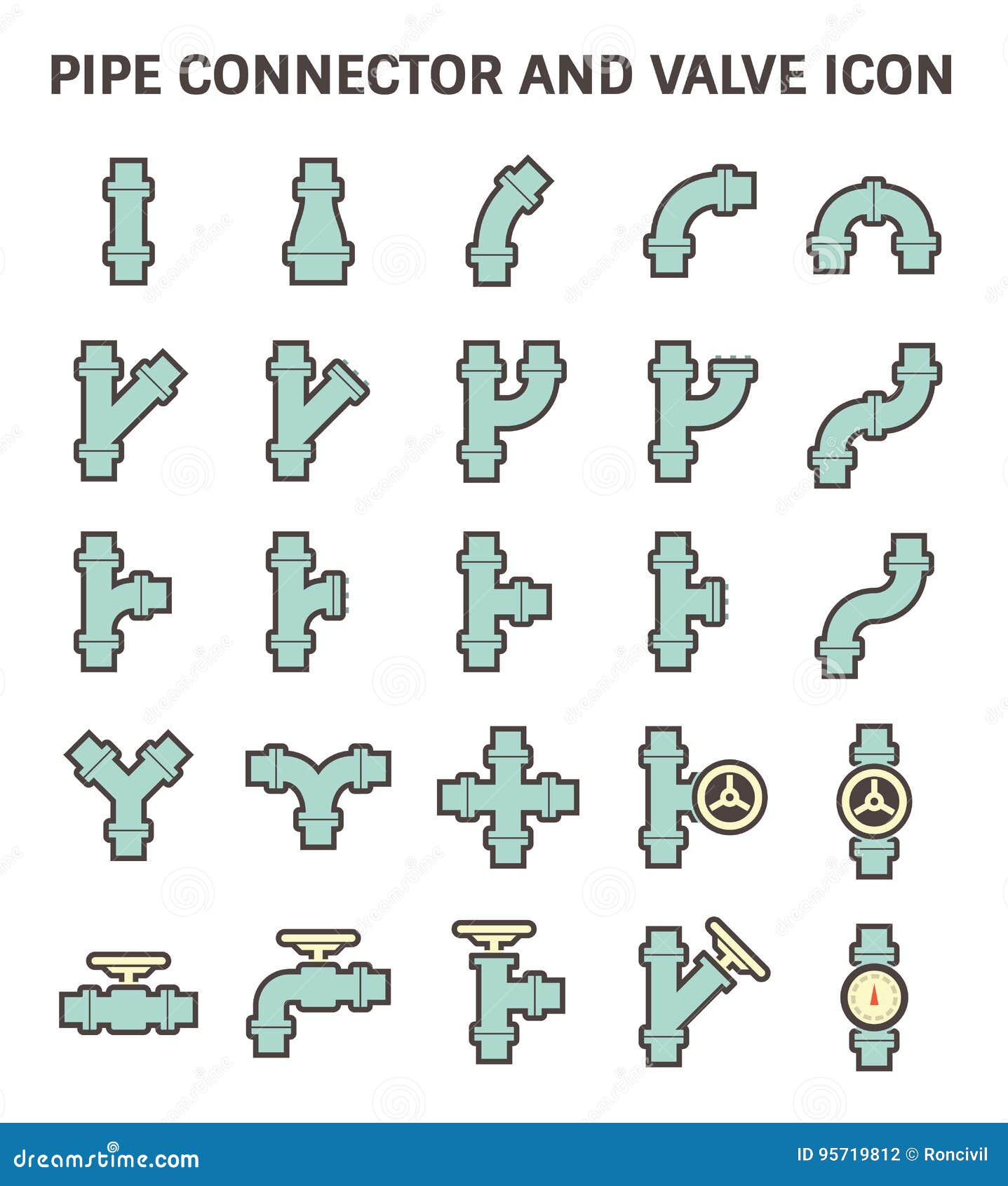 Pipe connector icon stock vector. Illustration of industry - 95719812