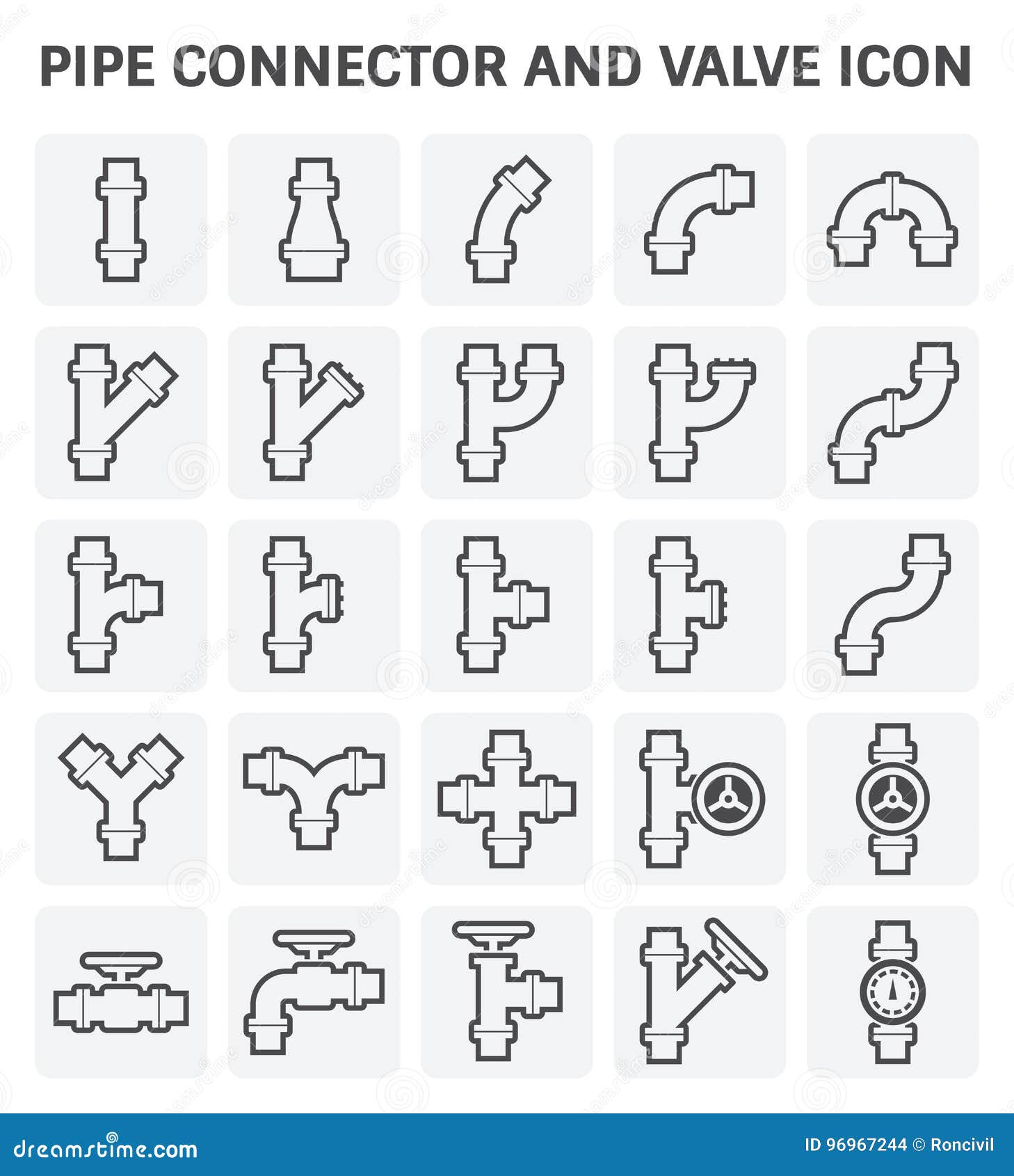 Pipe connector icon stock vector. Illustration of piping - 96967244