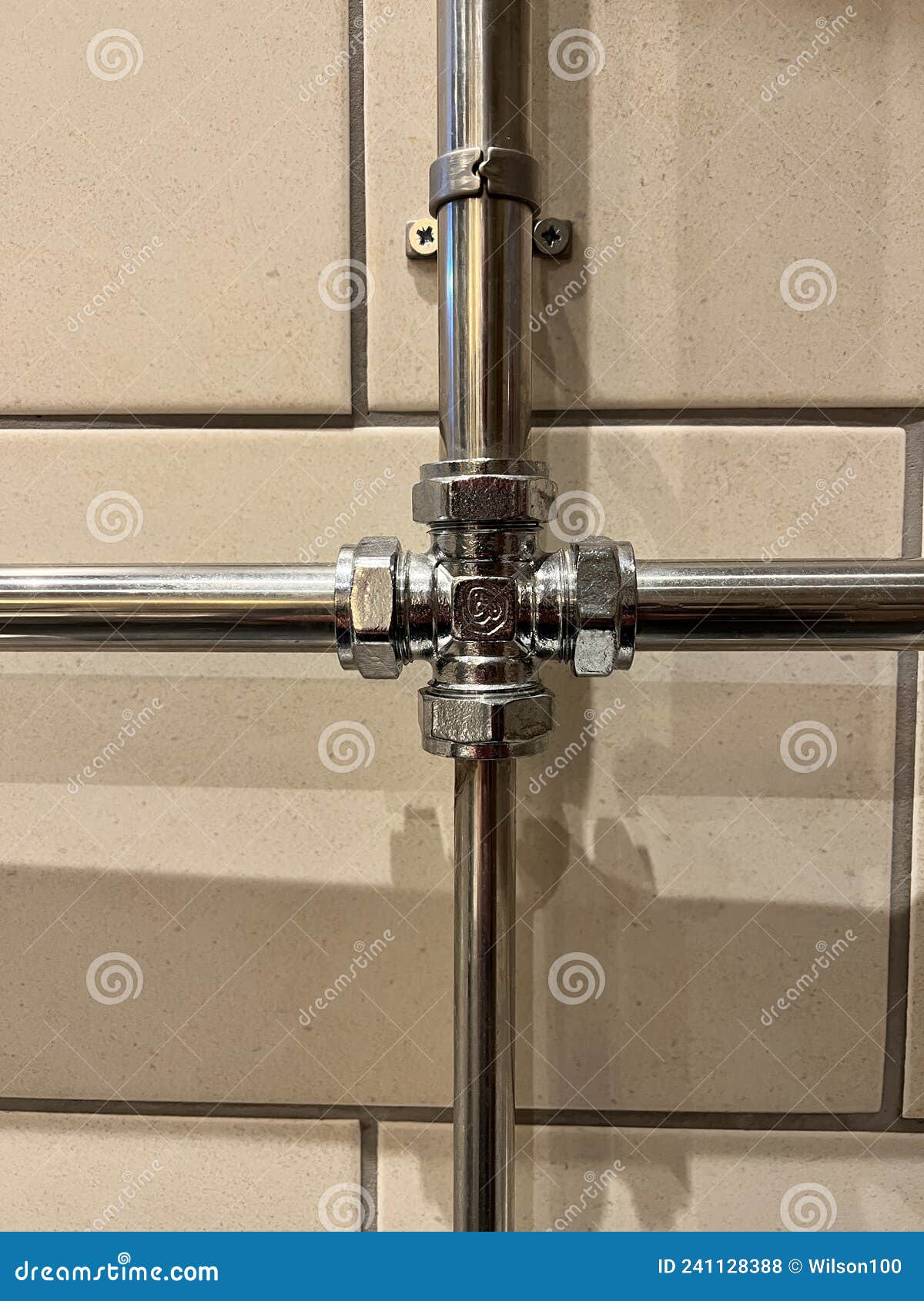 Pipe Cross Piece connector stock photo. Image of plumb - 241128388